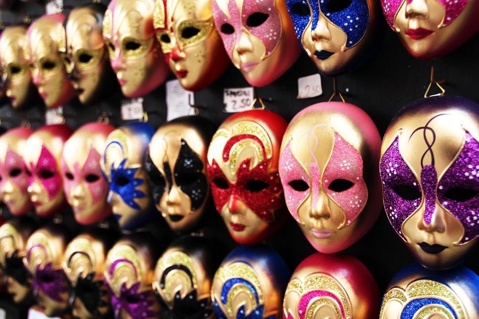 Colored masks on the wall free image download