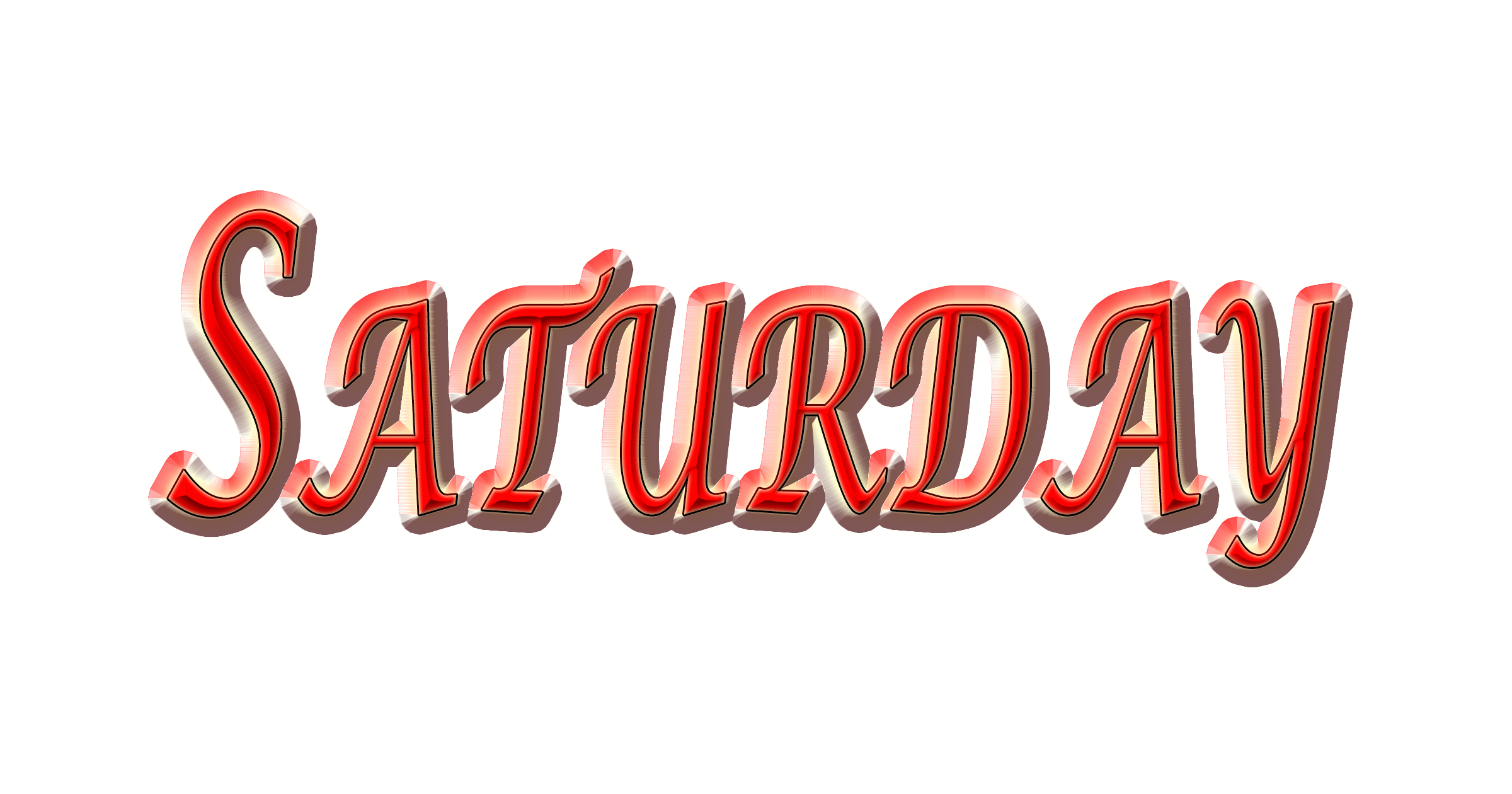 Saturday, red embossed lettering free image download