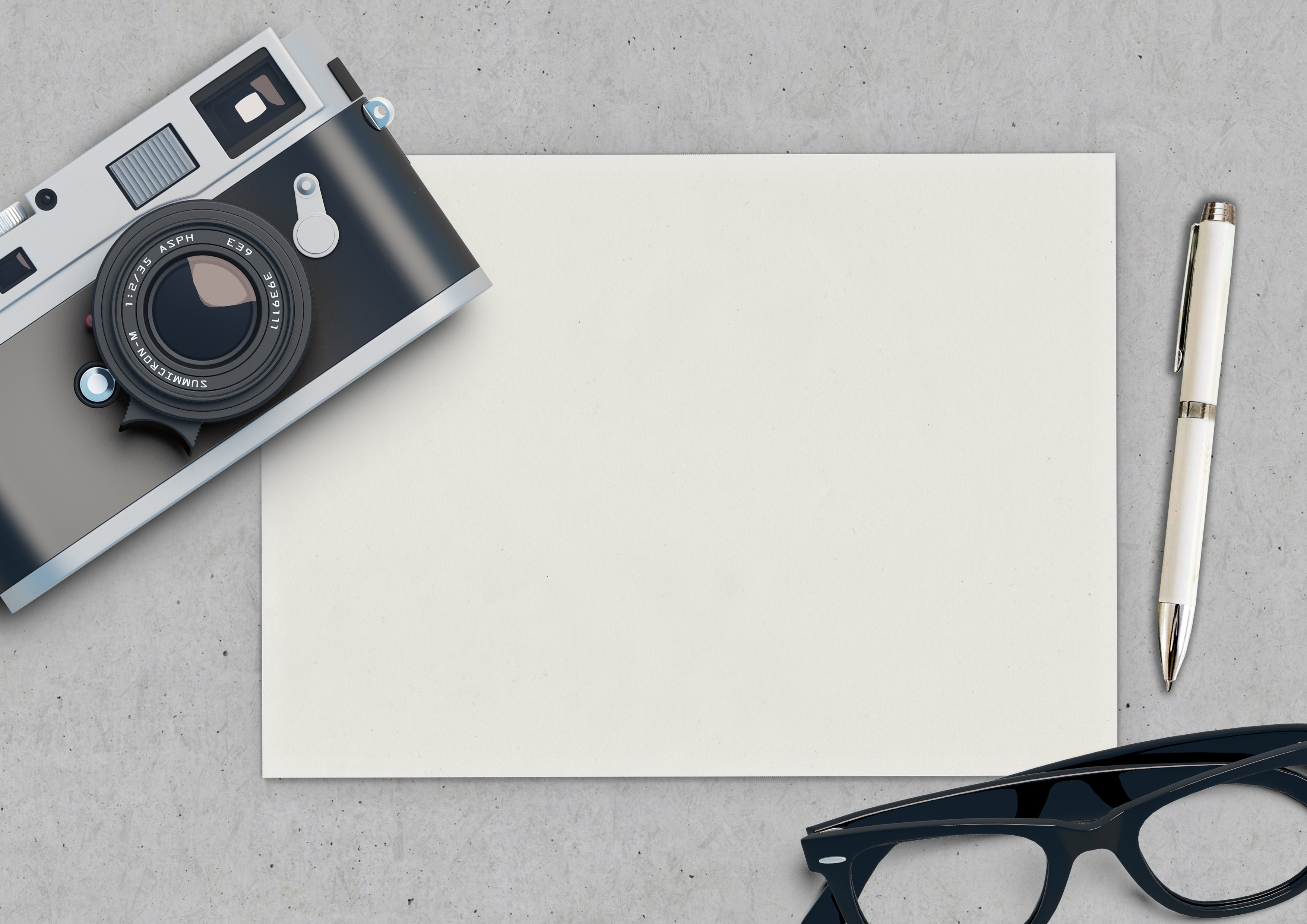 Camera and paper on desk free image download