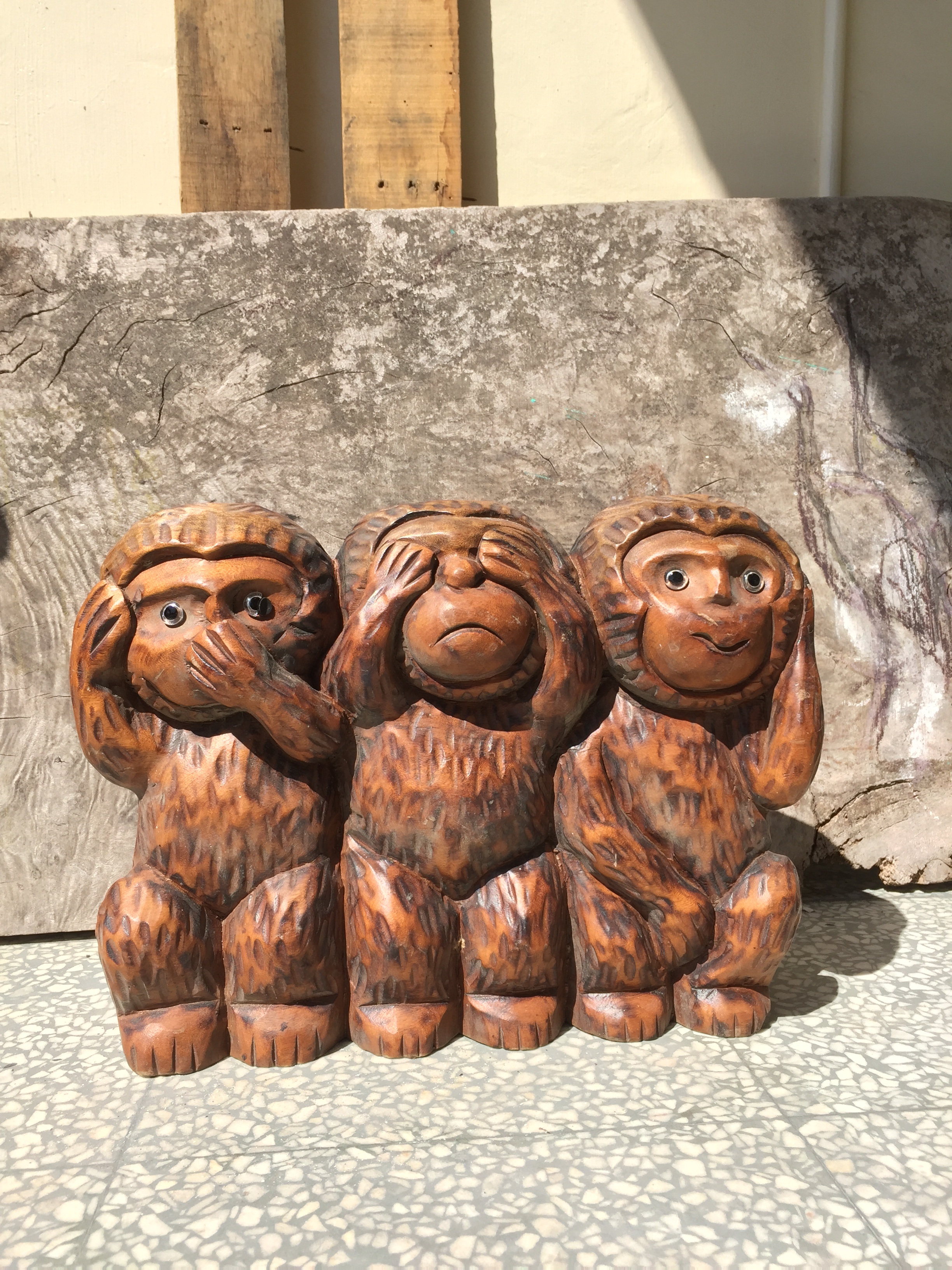 Three Monkeys Monkey Wood Head free image download