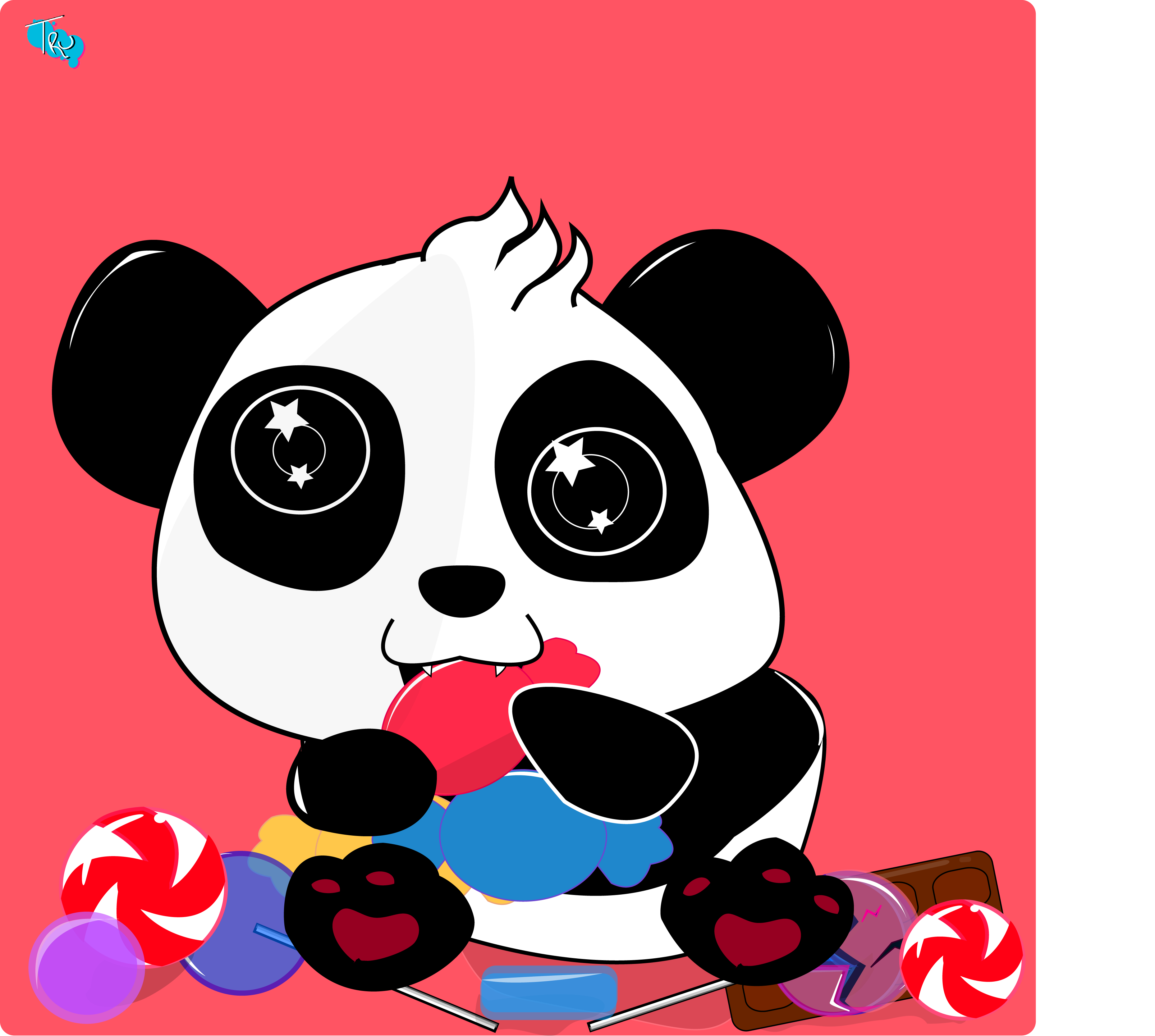 Cute panda candy colorful free image download
