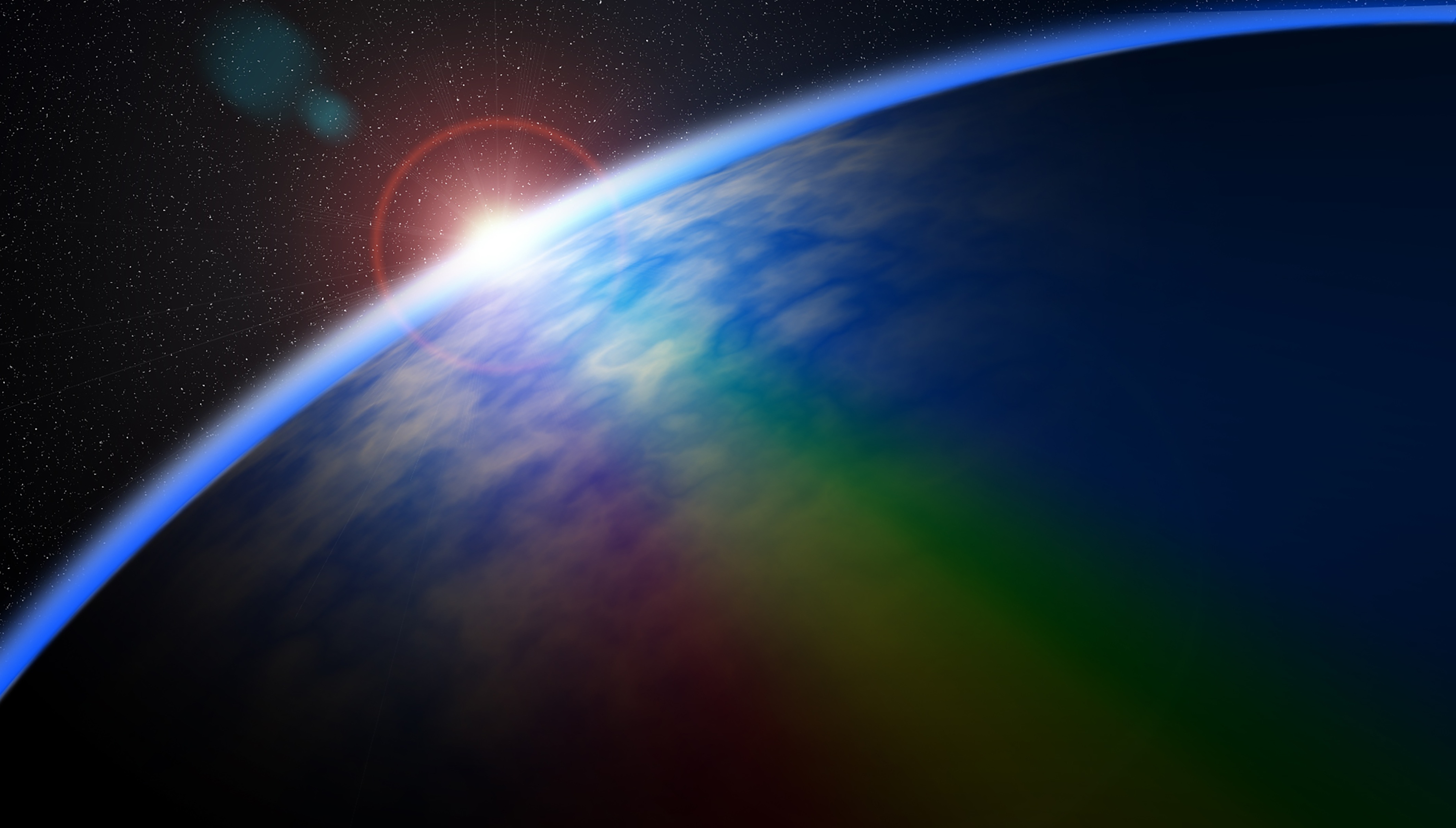 Rainbow space stars planet sunrise free image download