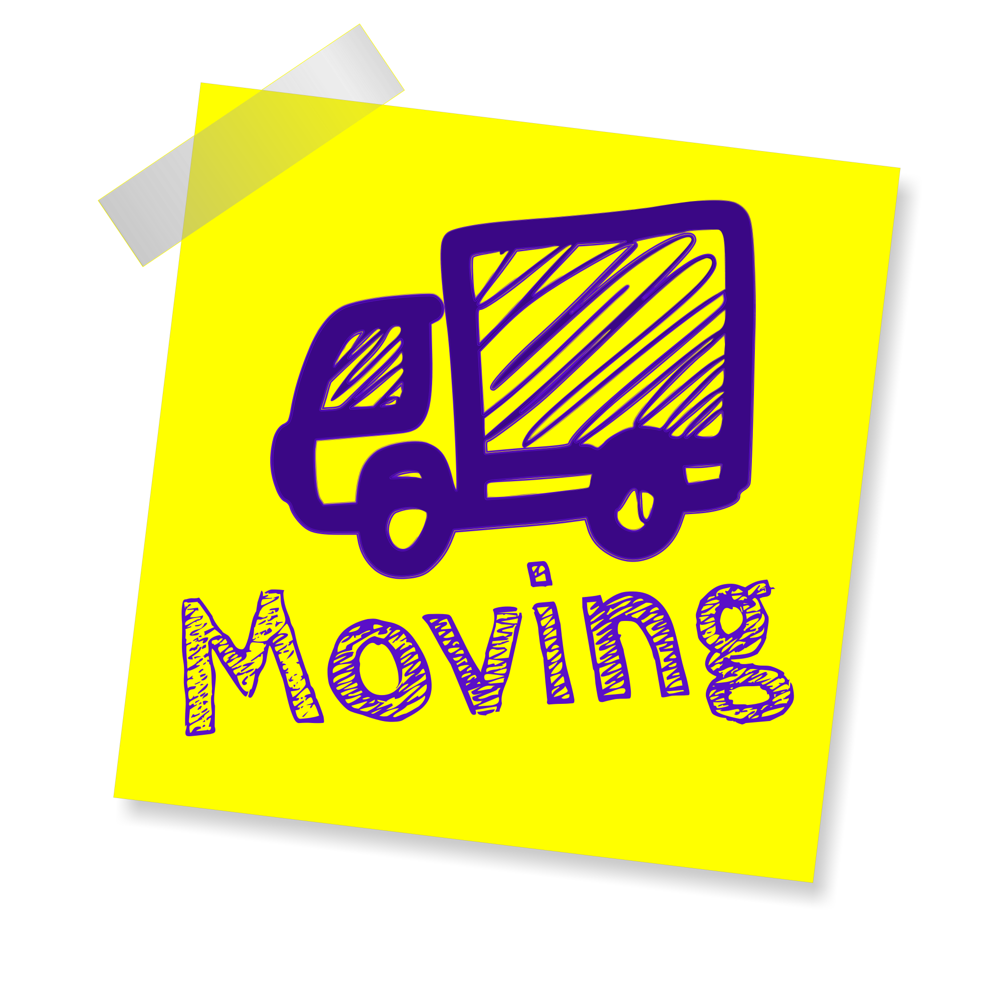 Funny yellow note with a truck free image download