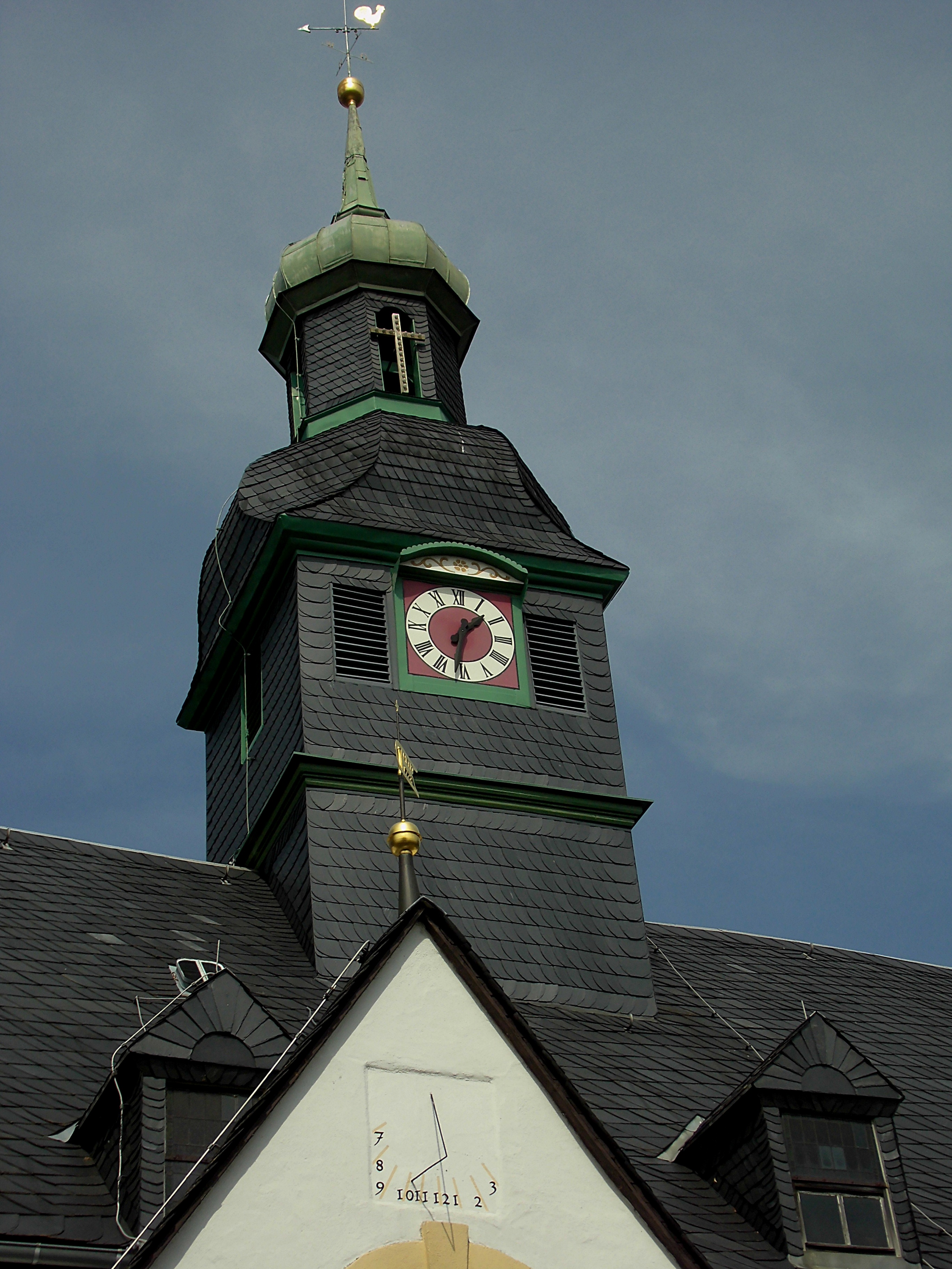 Steeple Clock Tower Sundial Helbig village free image download