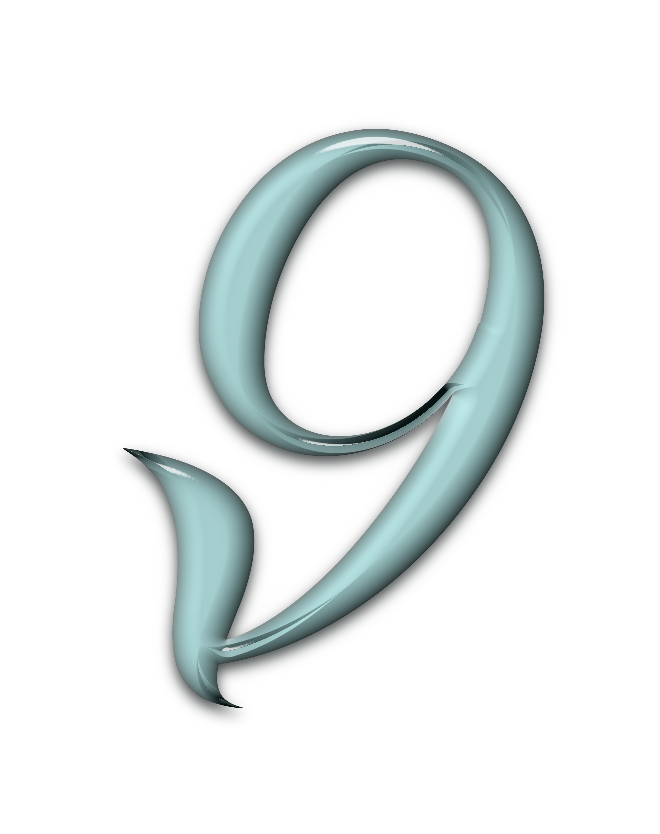 Numbers bevel aqua glass blue 9 free image download