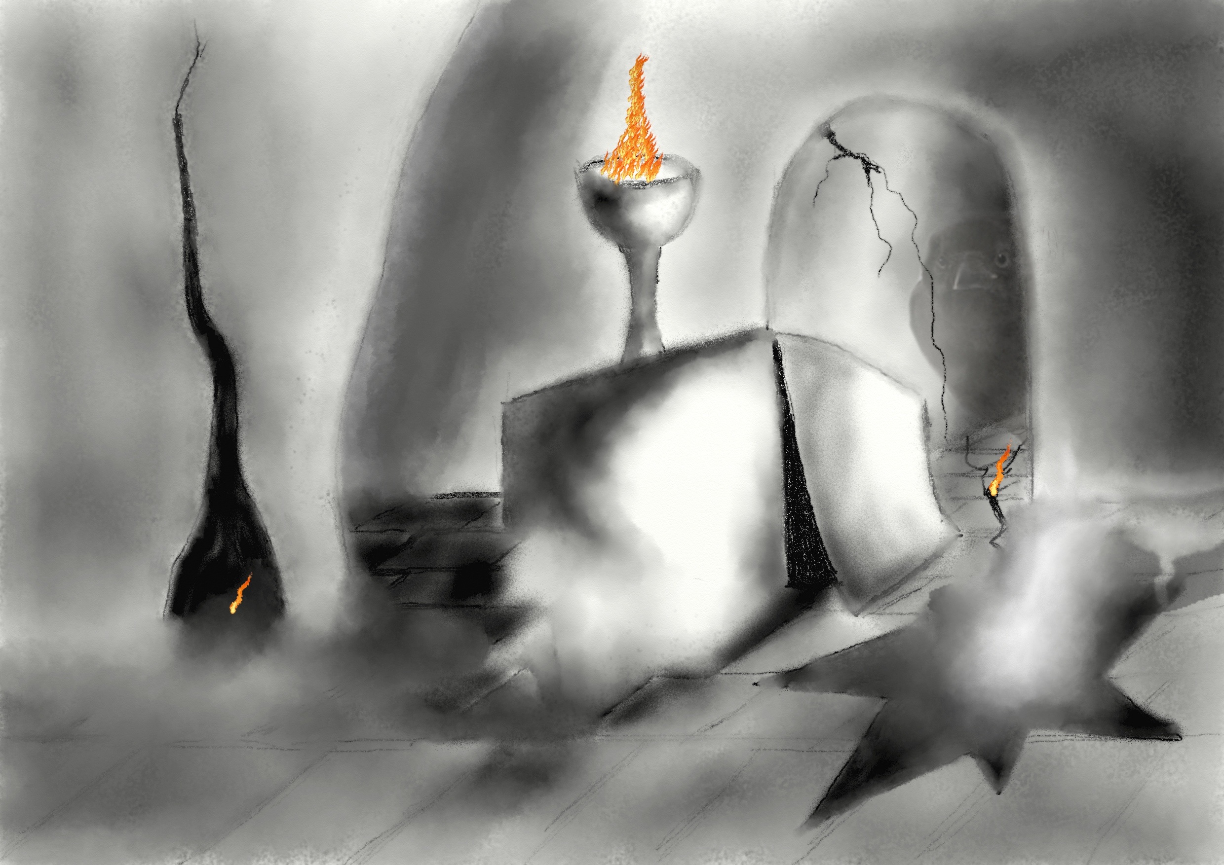 Destruction painted pencil drawing free image download