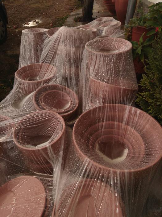 Garden pots in the rain free image download