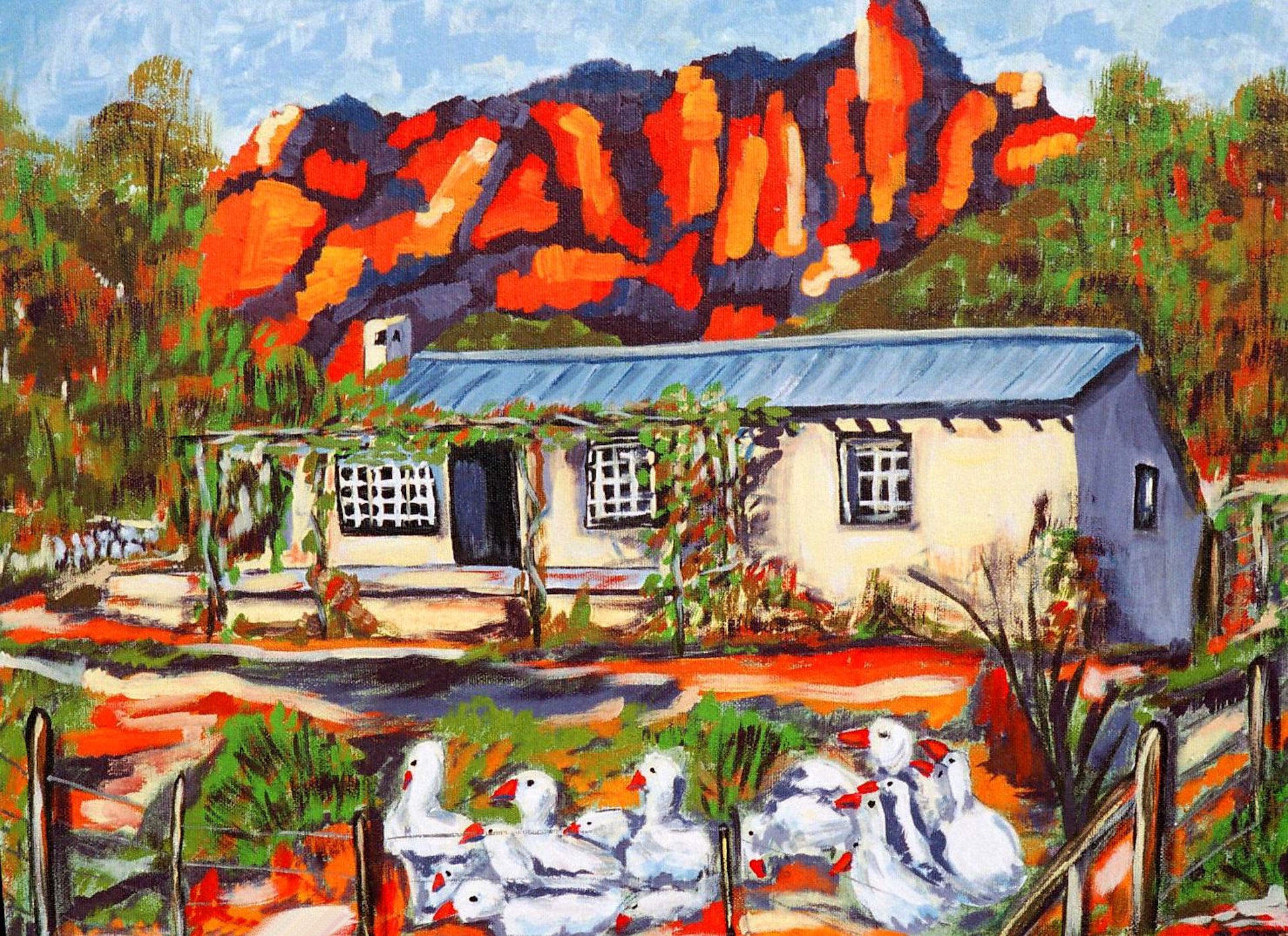 Colorful mountain hand painted free image download