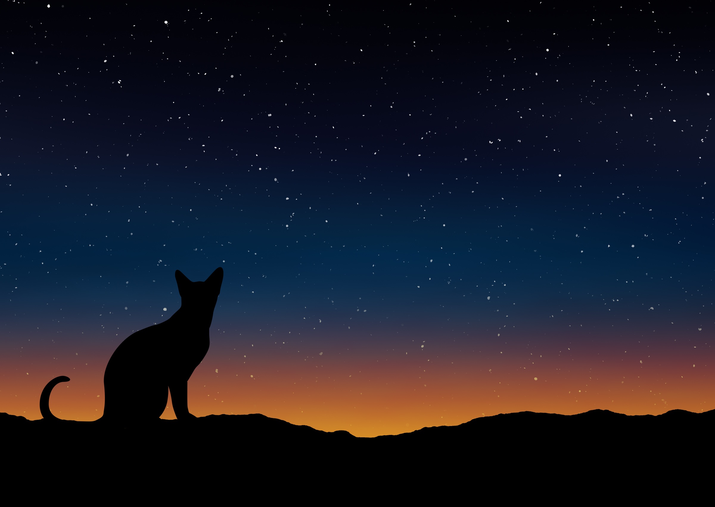 Cat silhouette landscape nature free image download
