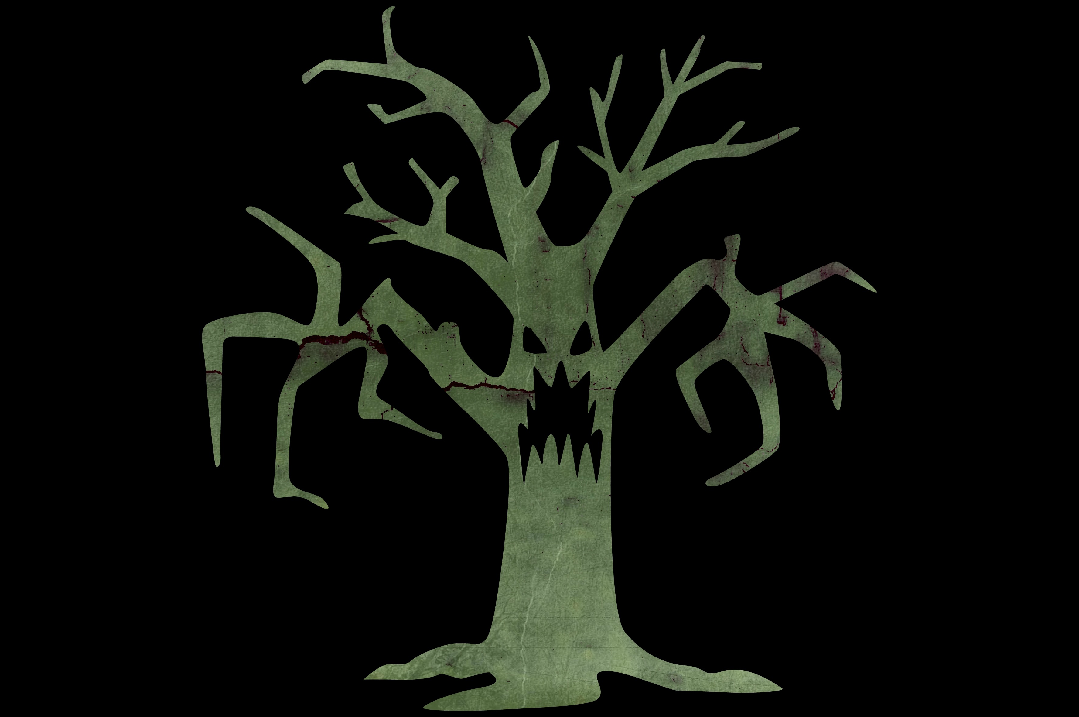 Scary tree on a black background free image download