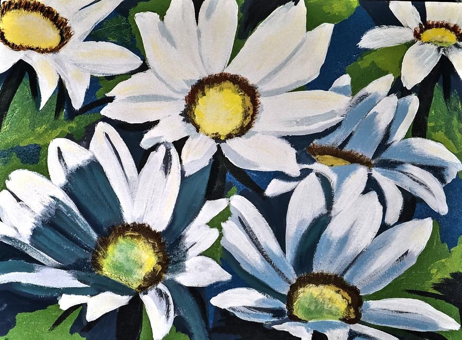 Painted daisies acrylic paint free image download