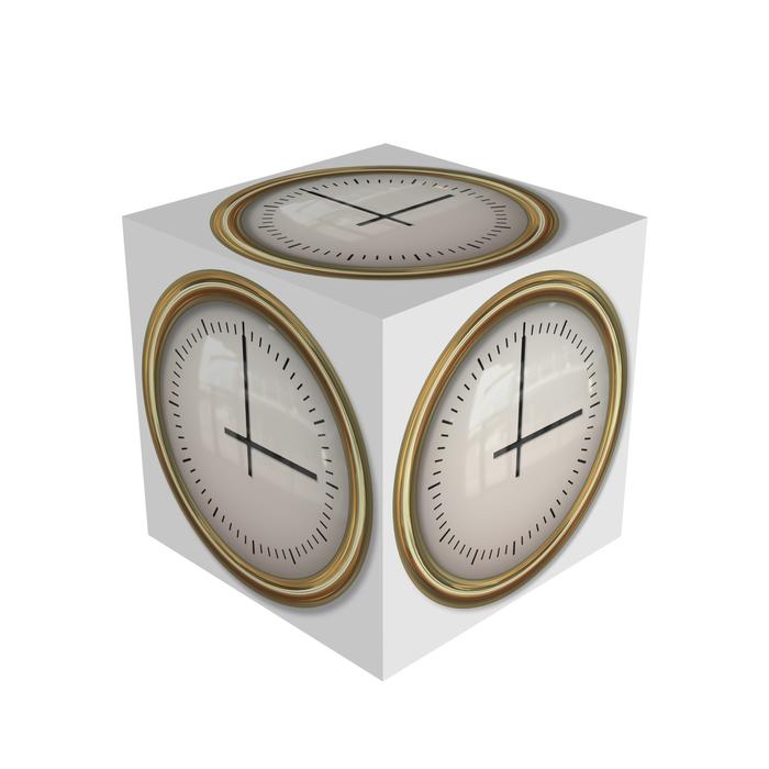 Clock on the white cube free image download