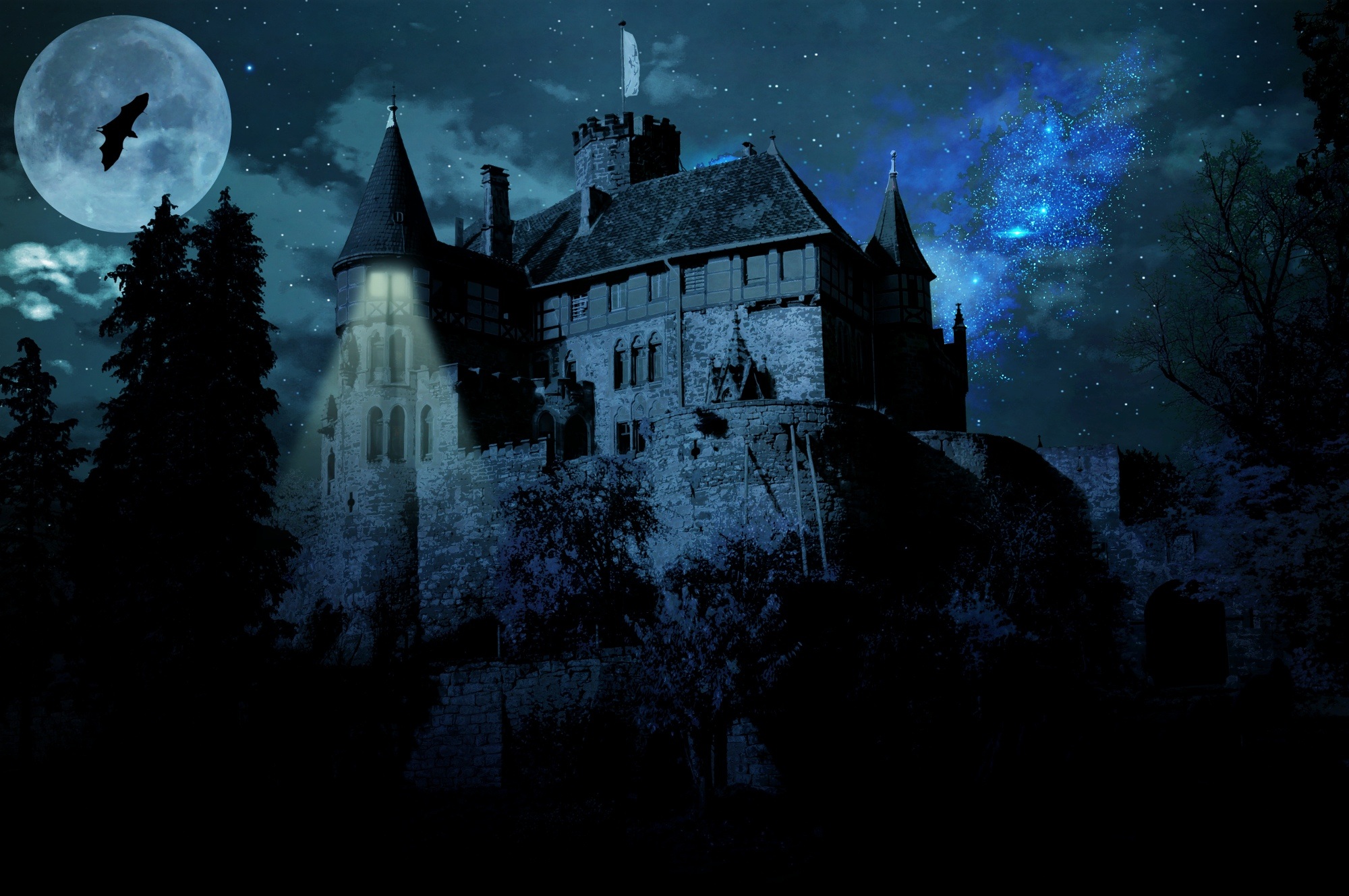 Intimidating house at night free image download