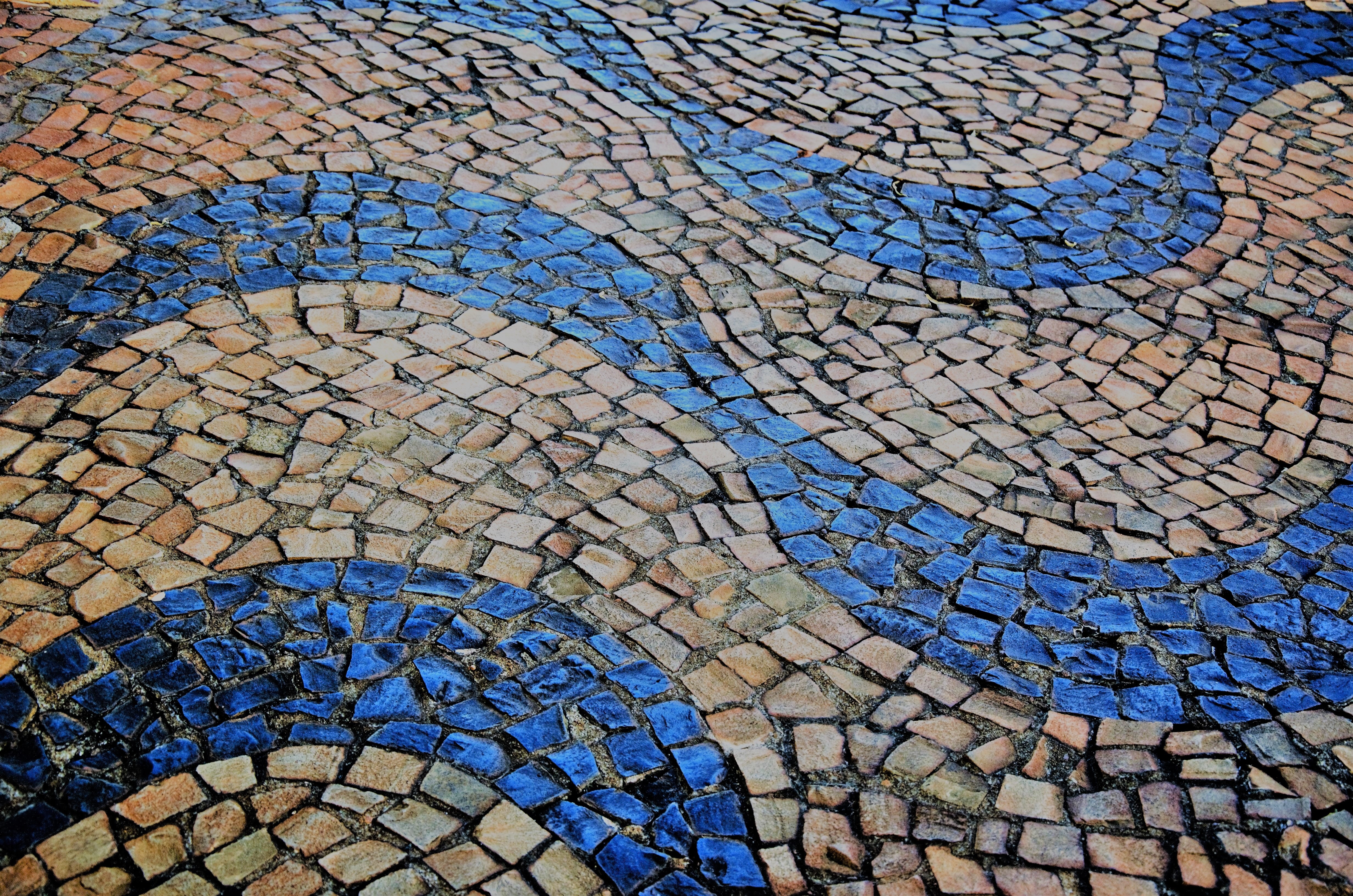 Stone road with blue patterns free image download