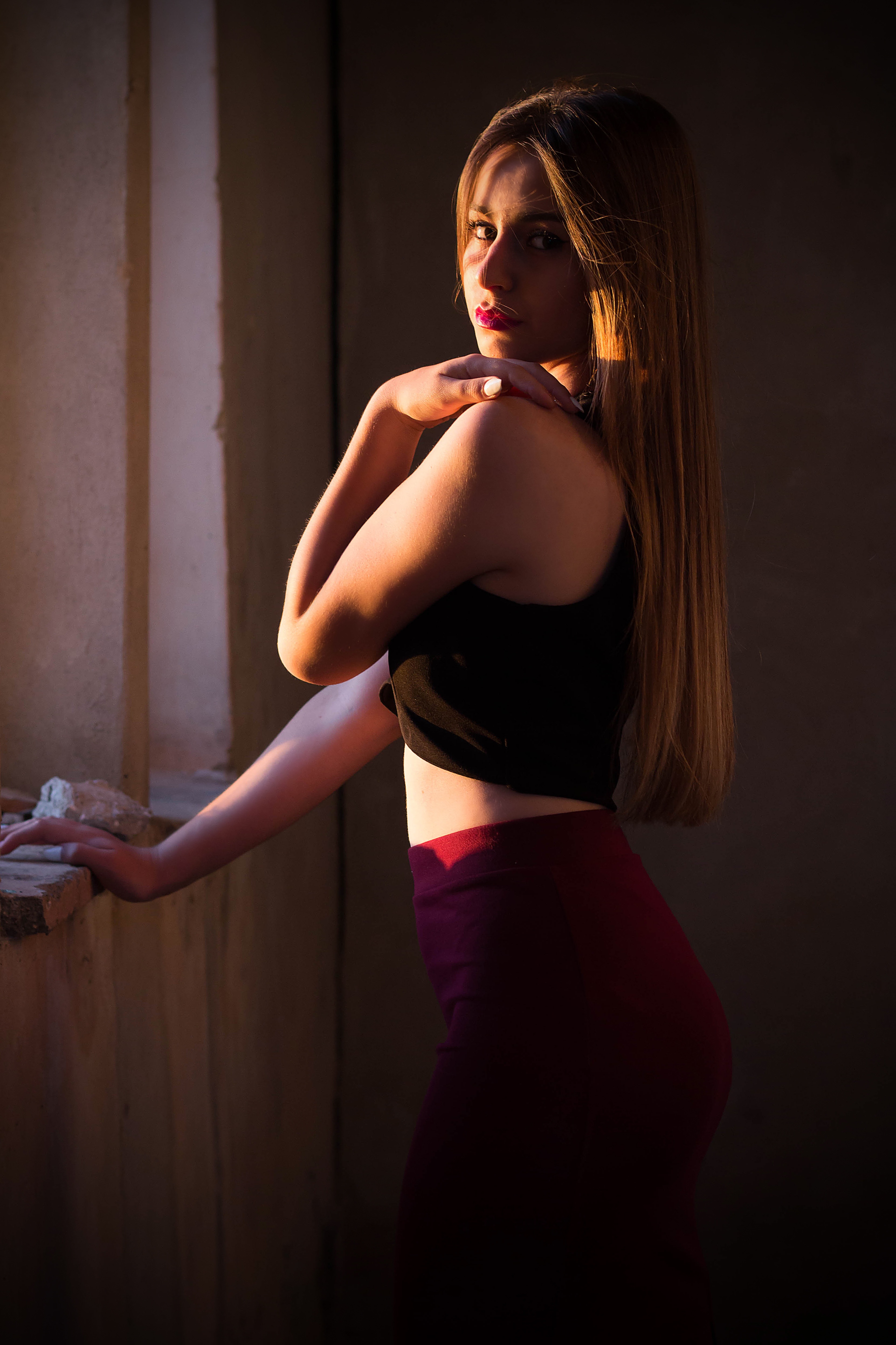 Young Girl posing at window free image download