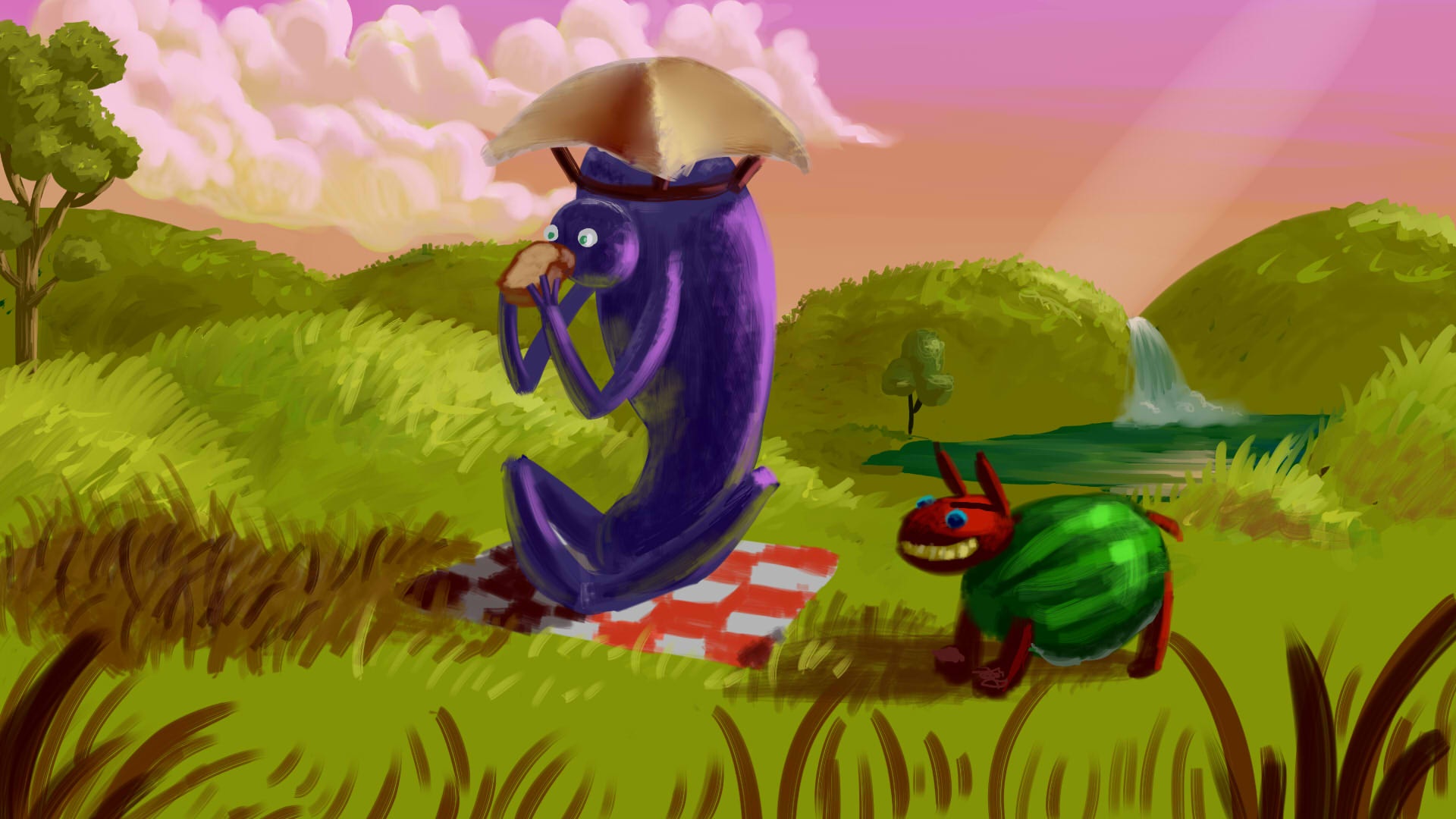 Characters field cartoon painting free image download