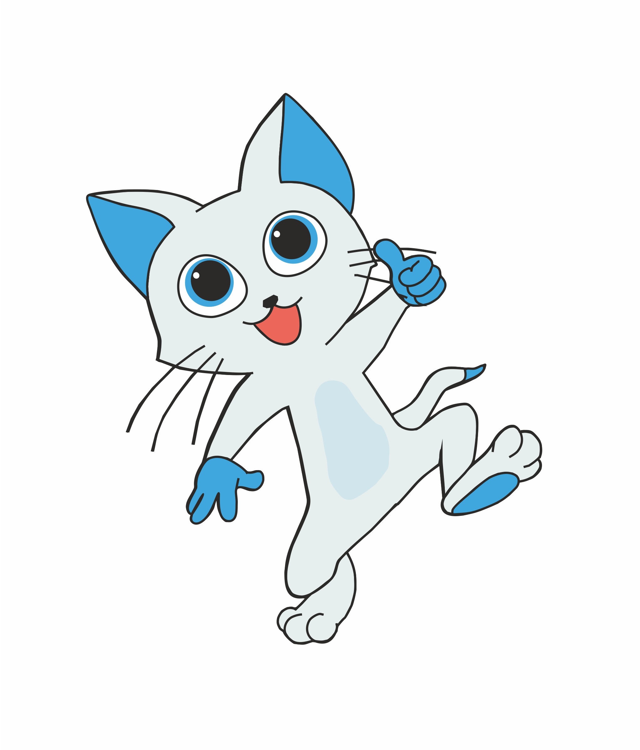 Positive kitty blue grey drawing free image download
