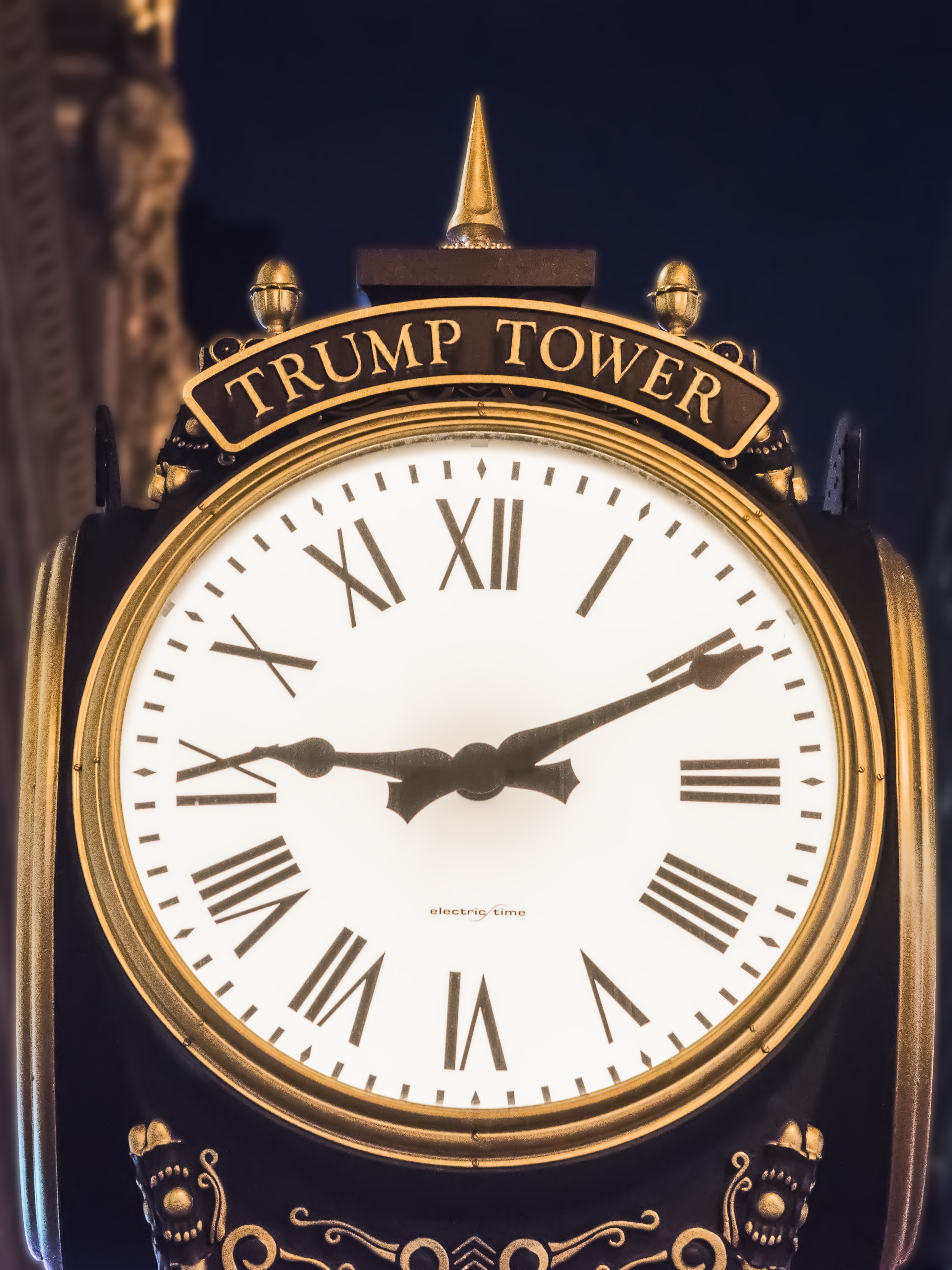 Trump Tower Clock Night New free image download