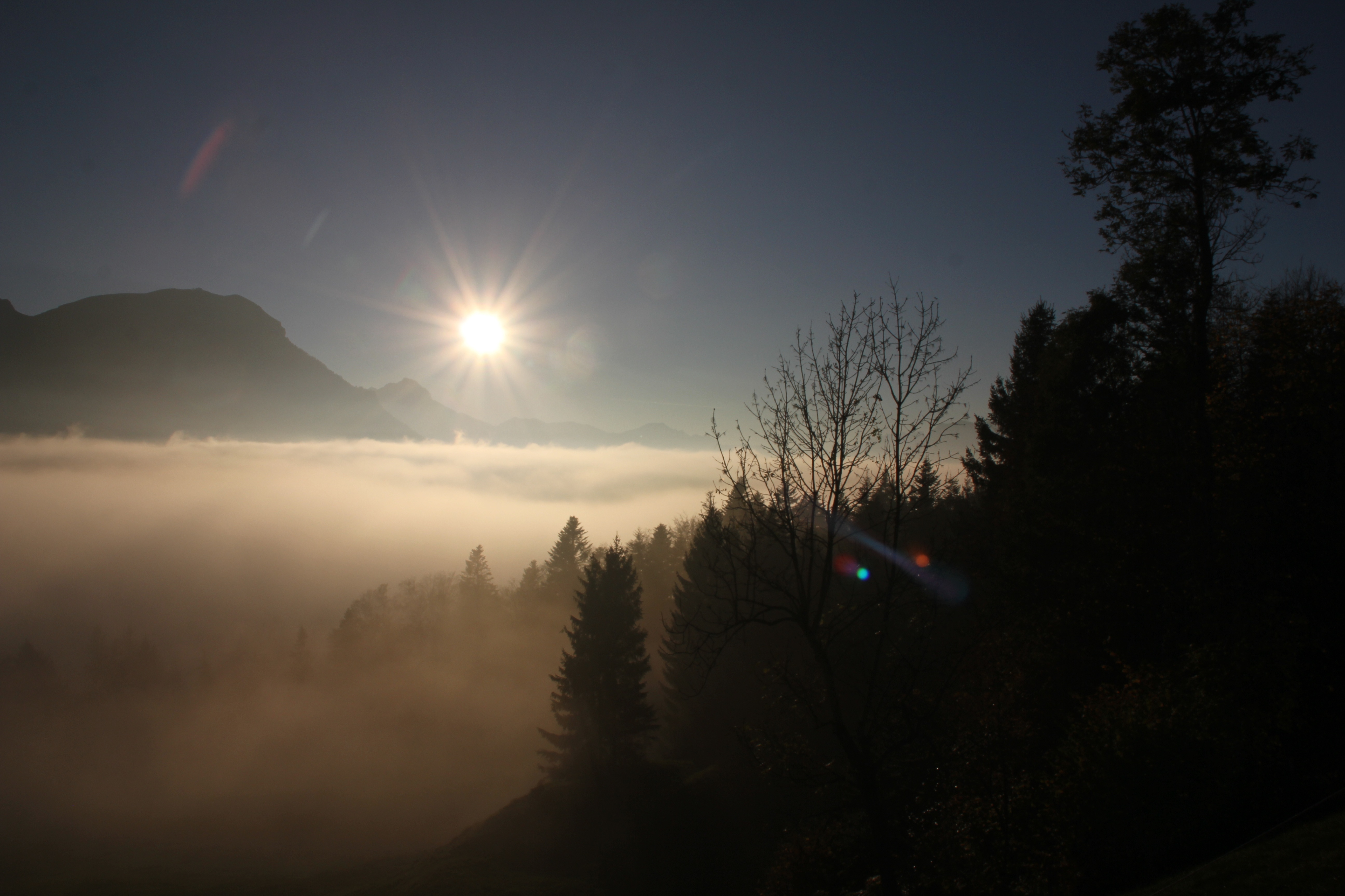 Beautiful view of the fog in the sun in the sky free image download