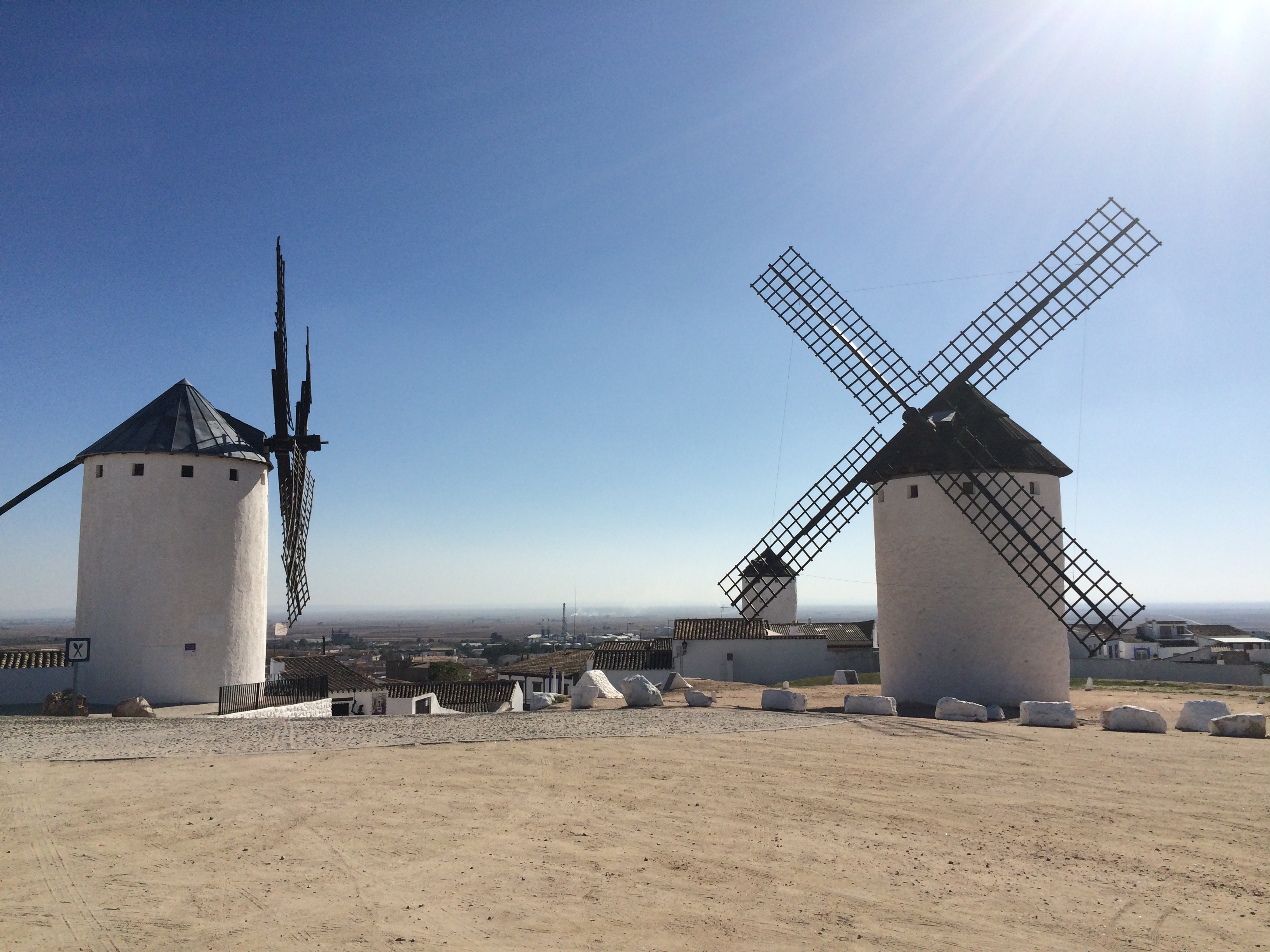 White buildings with windmills free image download