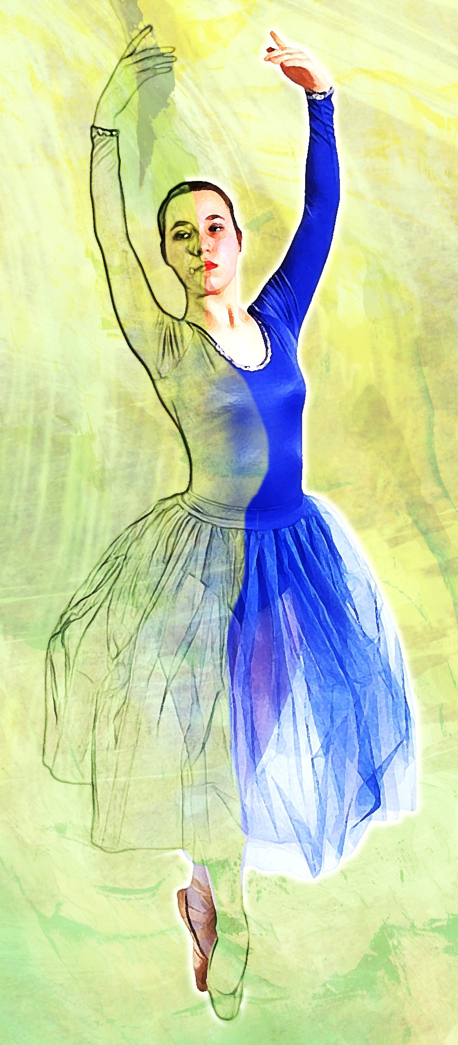 Ballet dancer, woman in blue dress, sketch free image download