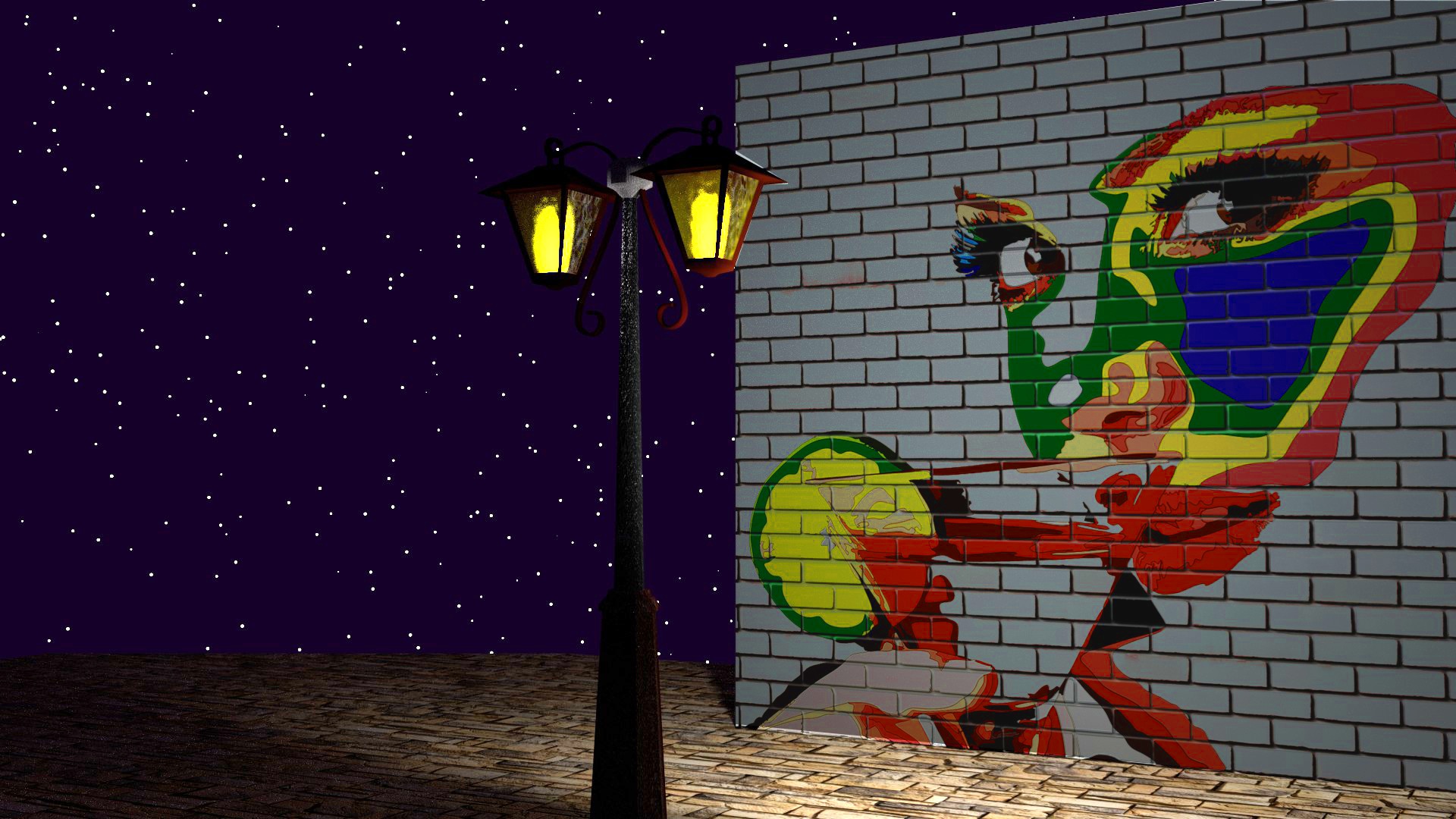 Graffiti lantern wall shadow free image download