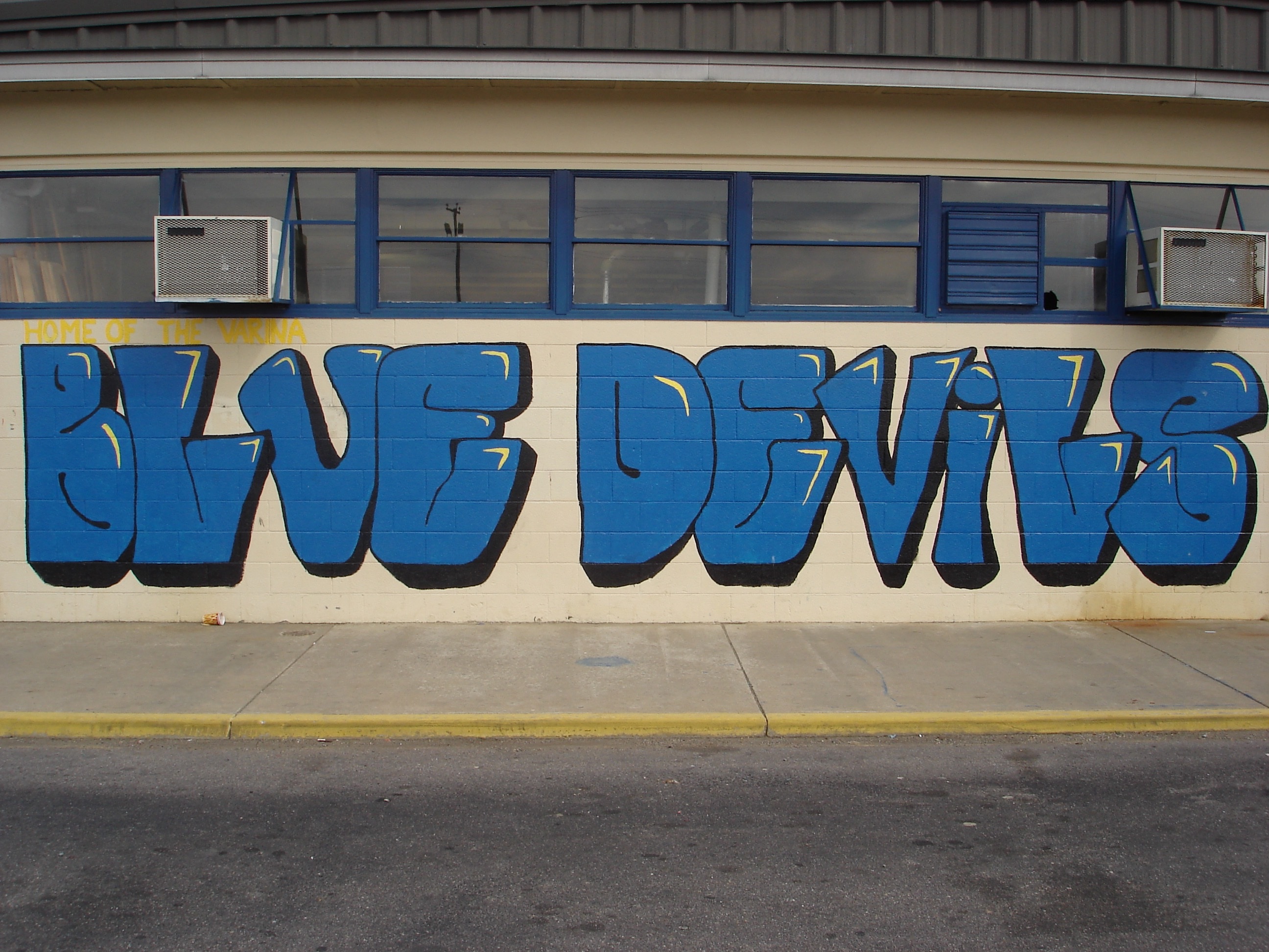 Blue Devil Graffiti Wall free image download