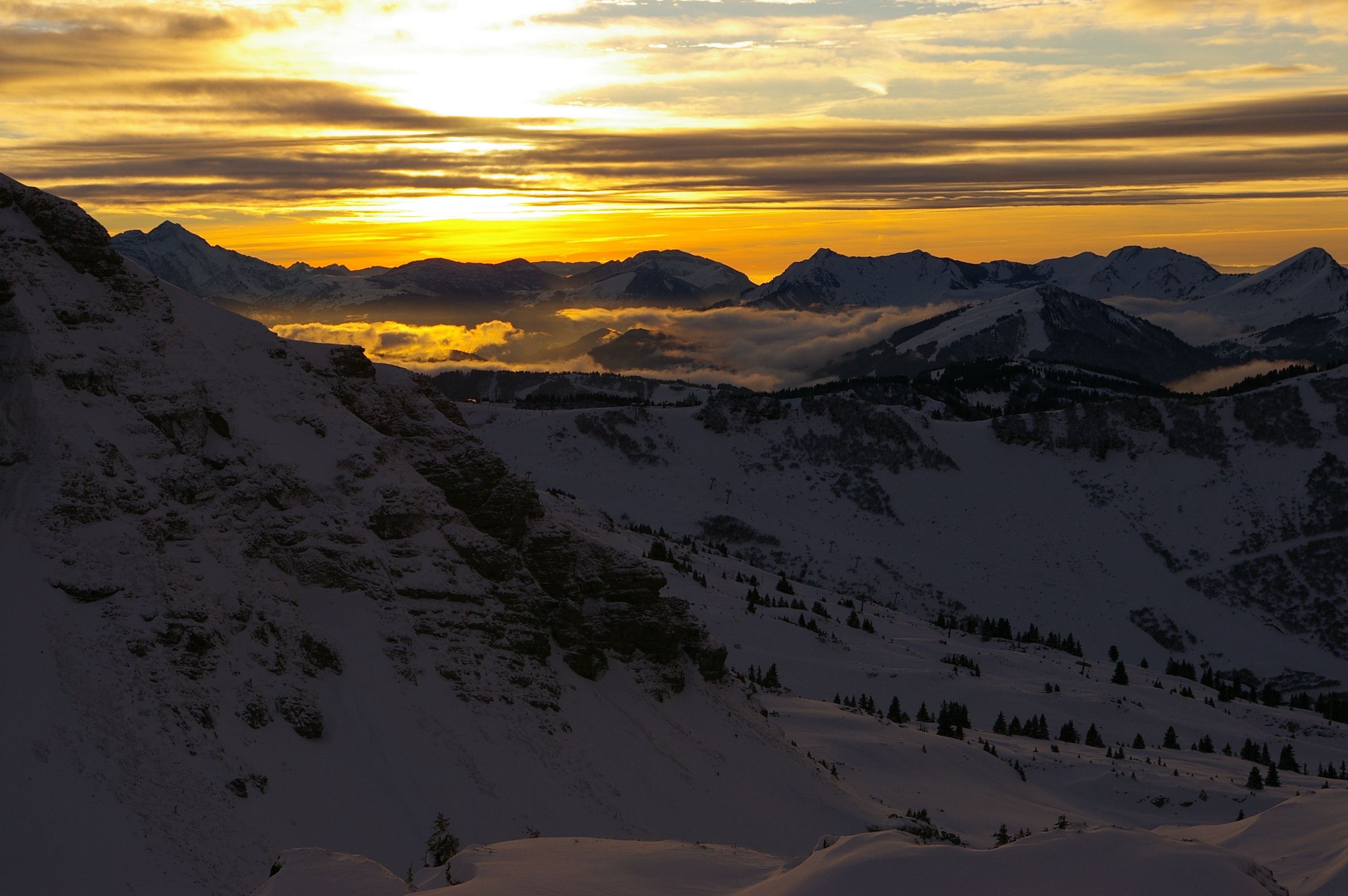 Sunset Snow Winter Landscape free image download