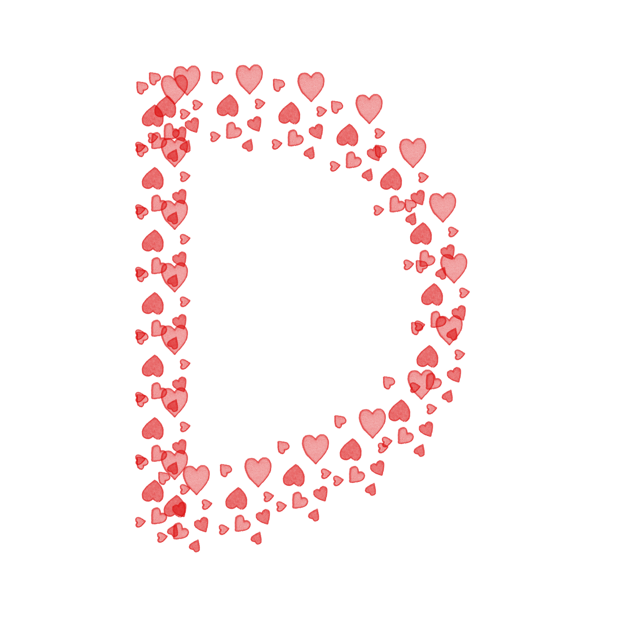 Letter d red hearts love free image download