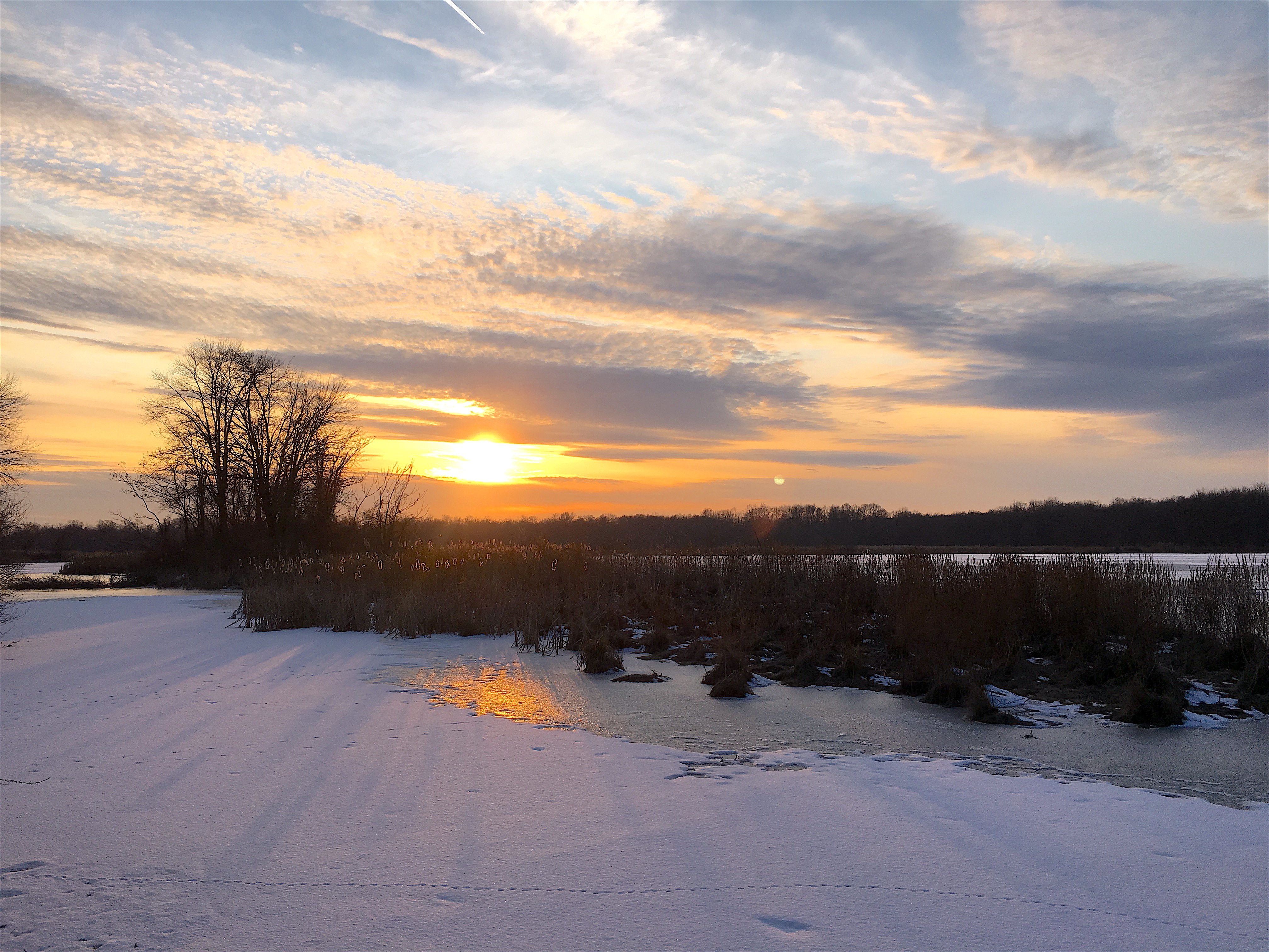 Sunset Lake Snow Clouds free image download