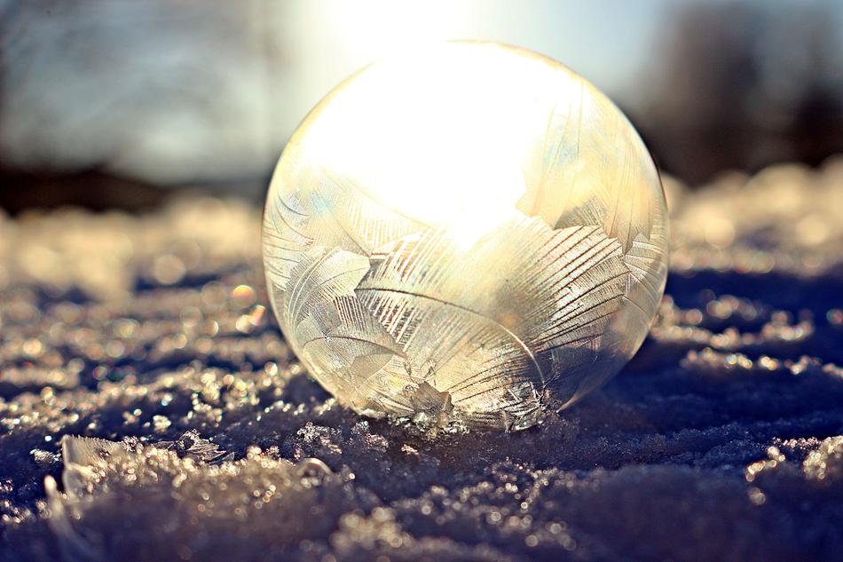 Frozen winter bubble in the snow free image download