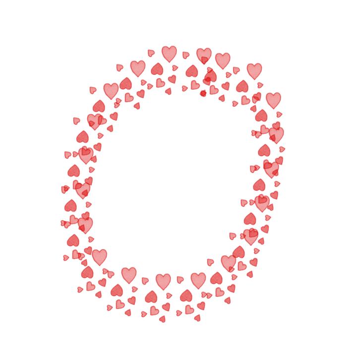 A cute letter O with hearts free image download