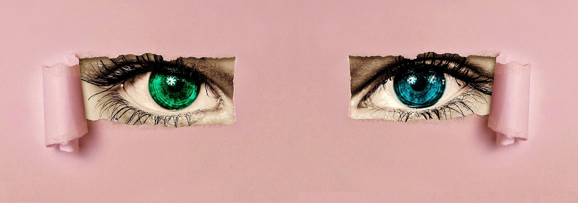 Eyes look bi color paper torn free image download