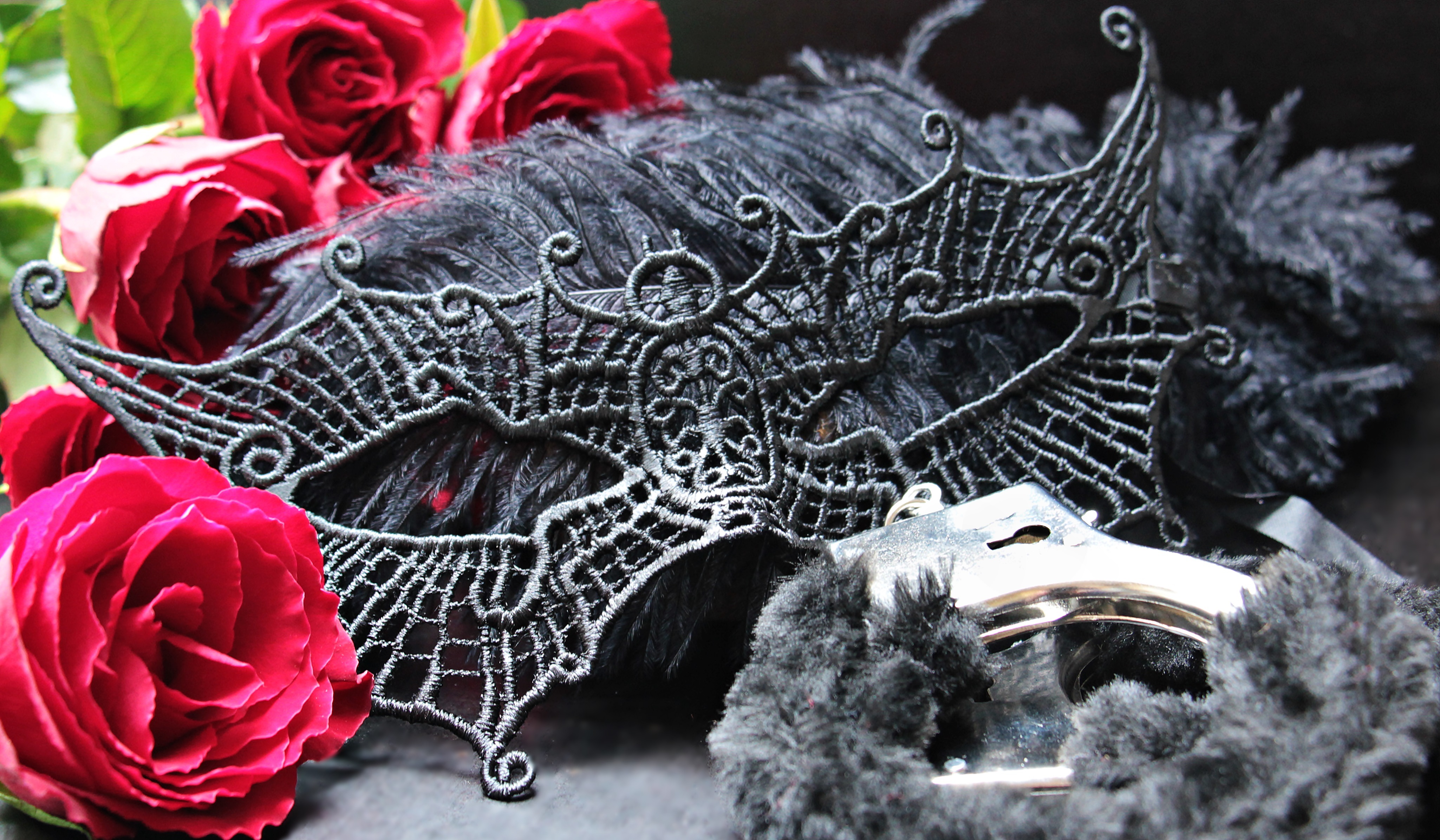 Mask Handcuffs Roses Red free image download