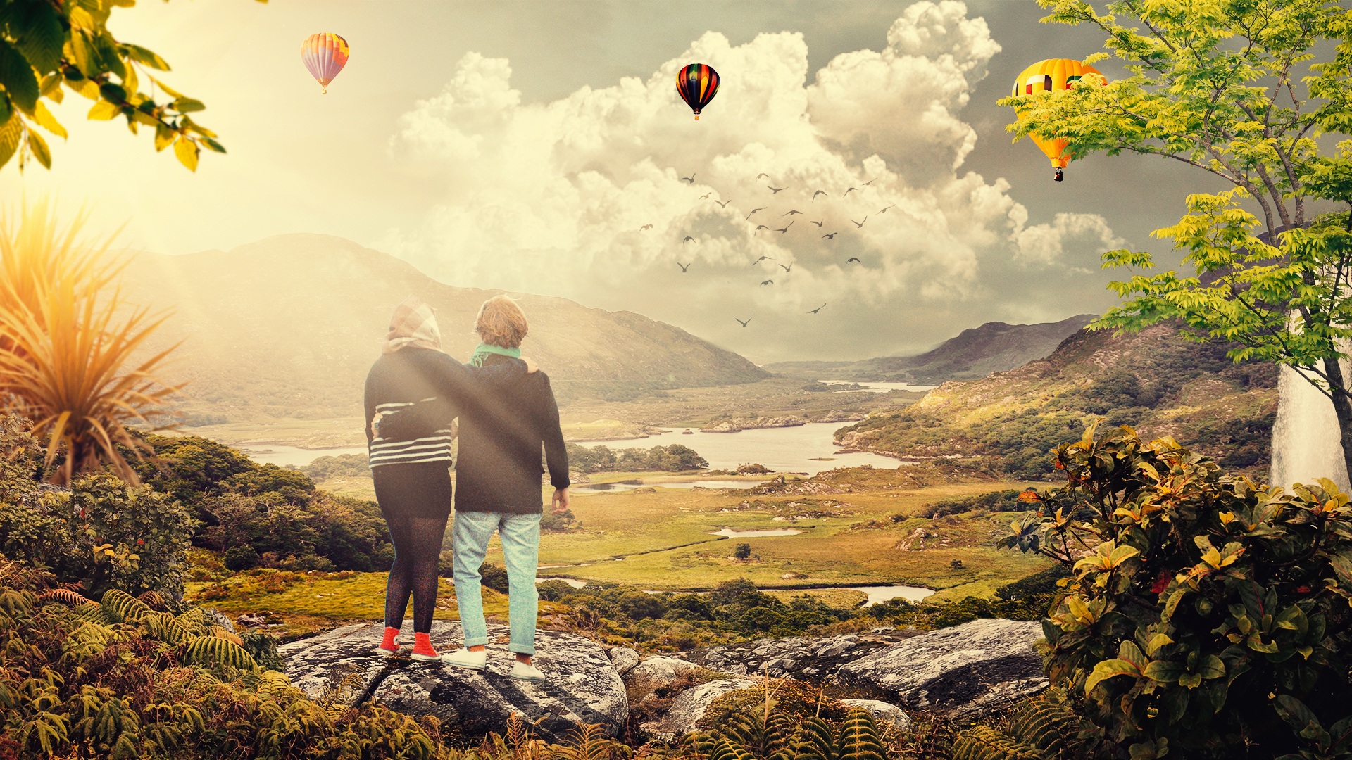 Fantastic landscape with a couple free image download
