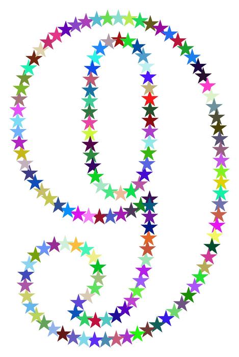 Number nine of rainbow stars free image download