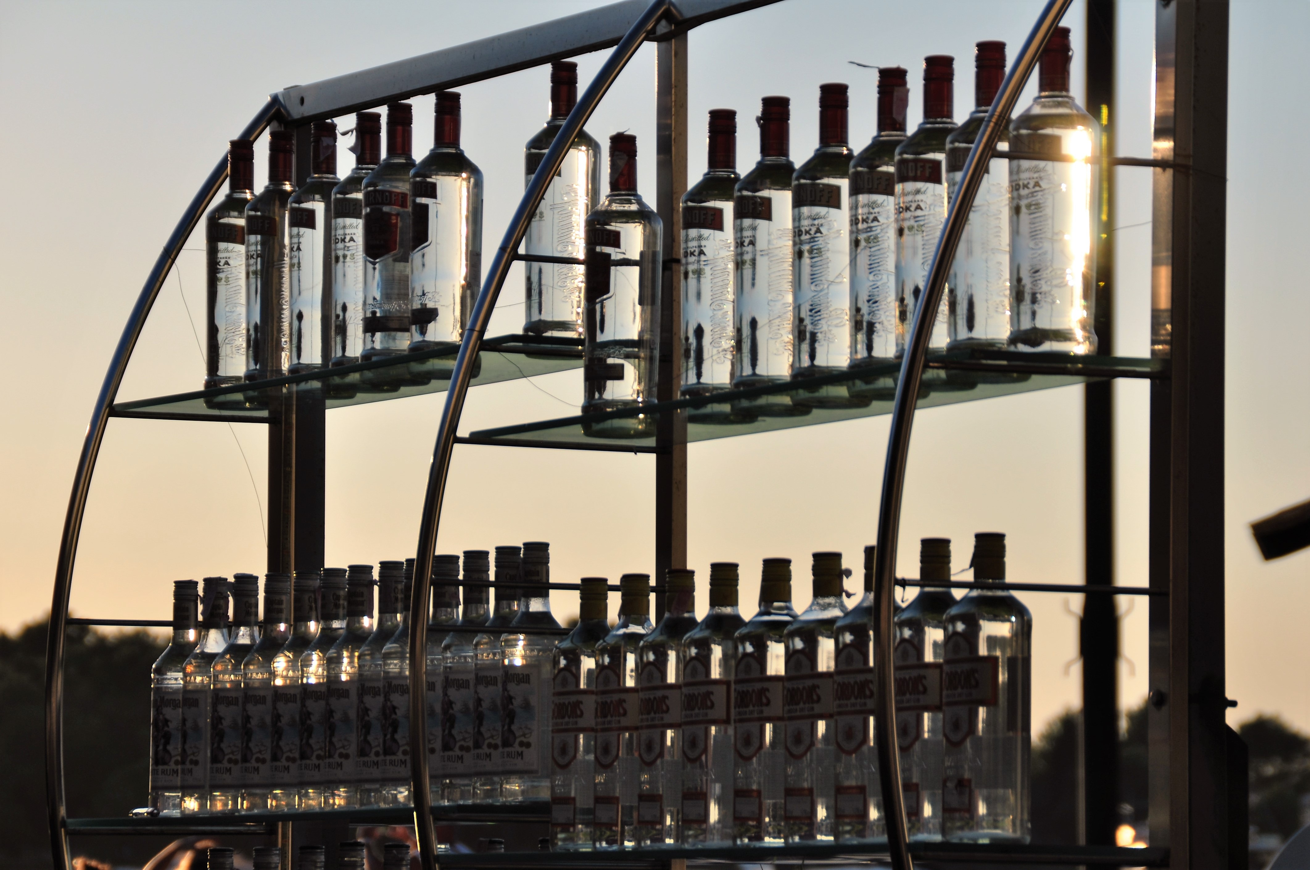Bar with transparent bottles free image download