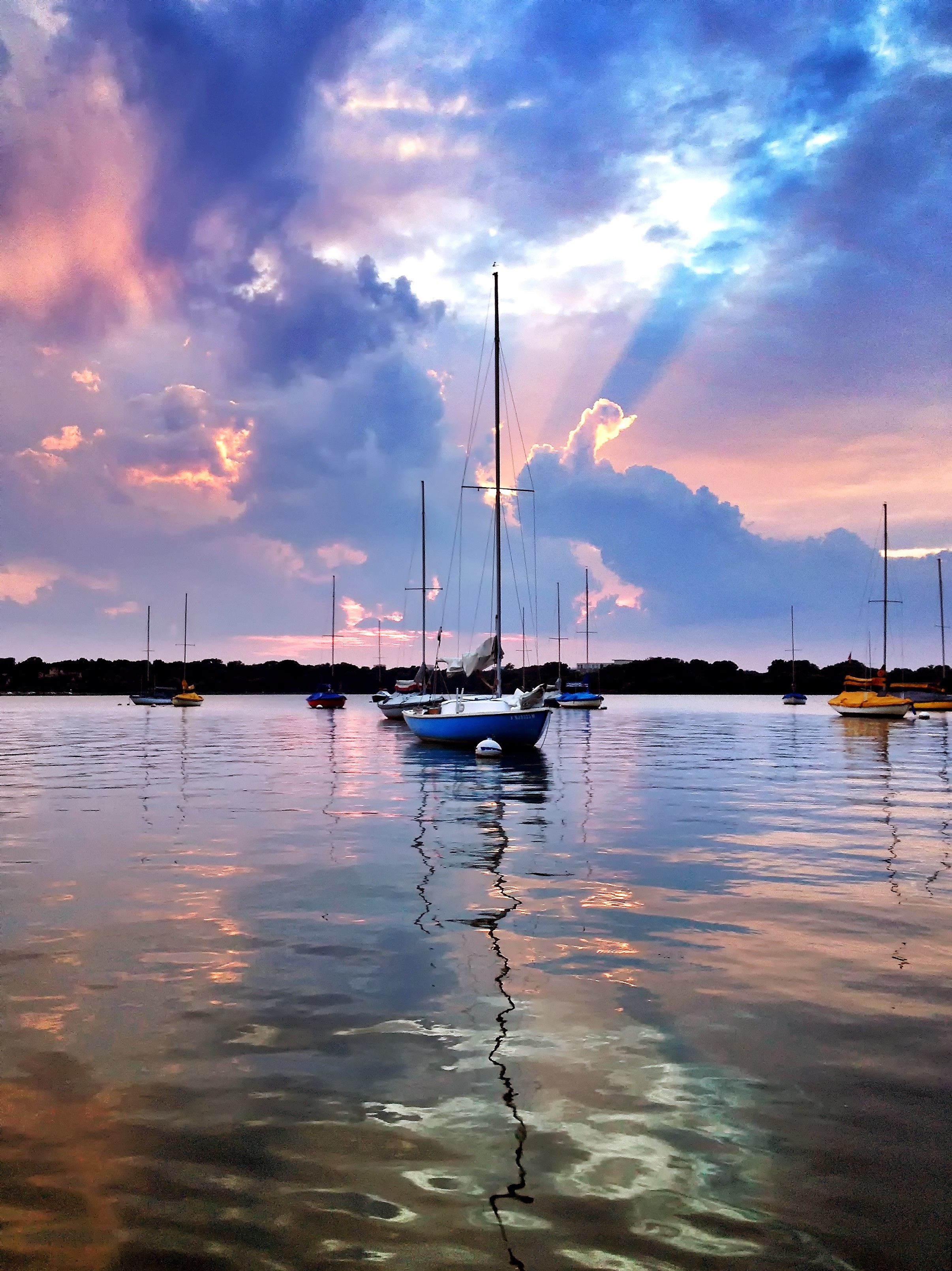 Sunset Boat Water Purple free image download