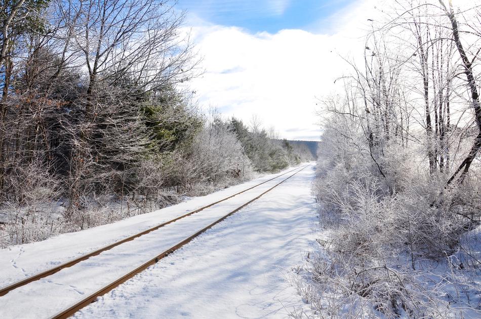 Railroad Tracks Snow Winter free image download