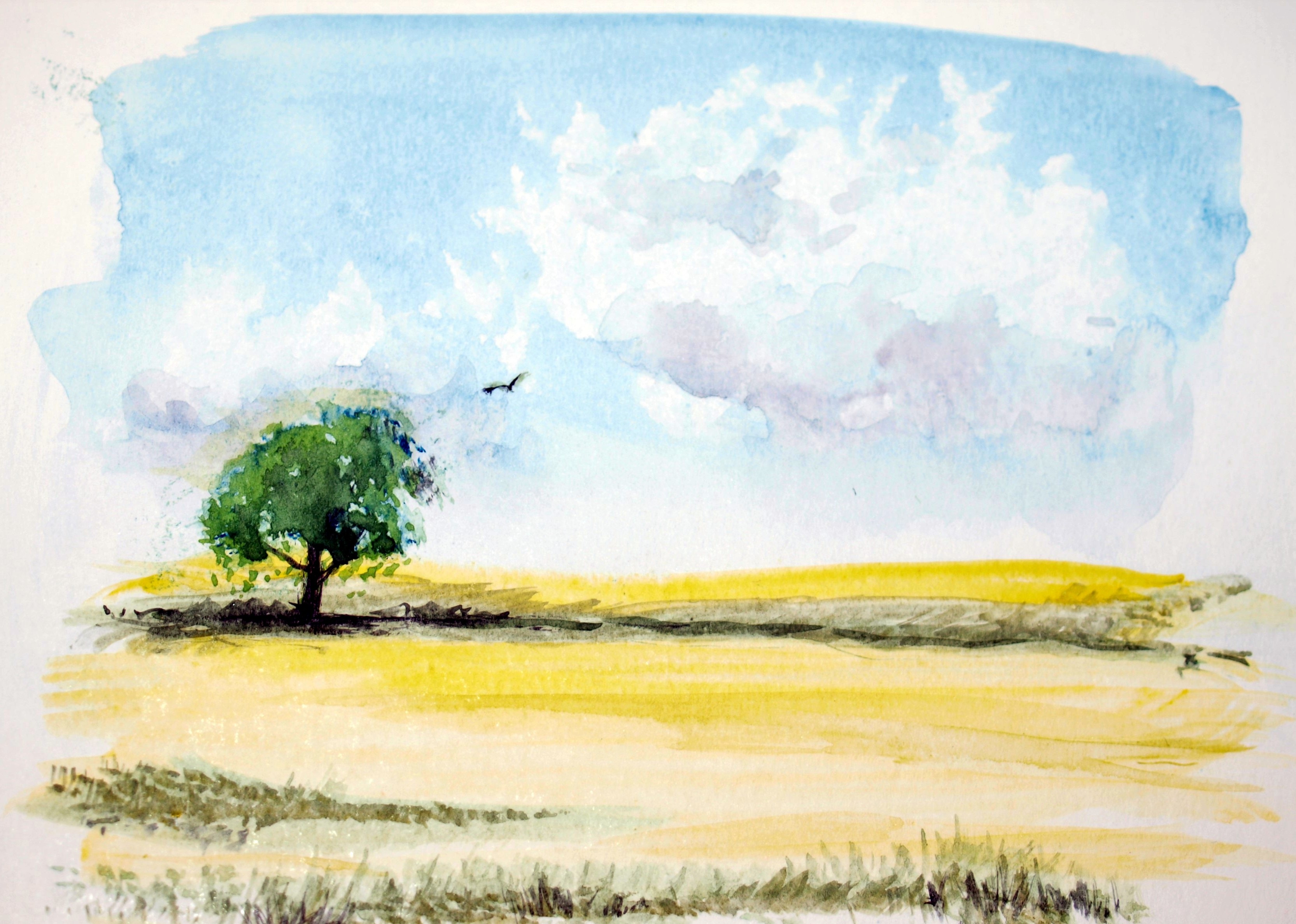 Watercolour Landscape Card free image download