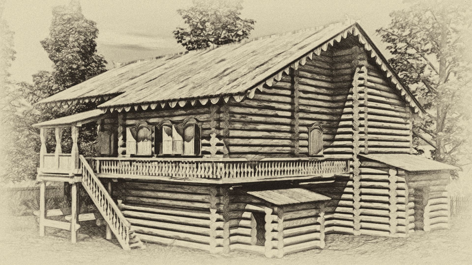 Block house architecture as a drawing free image download