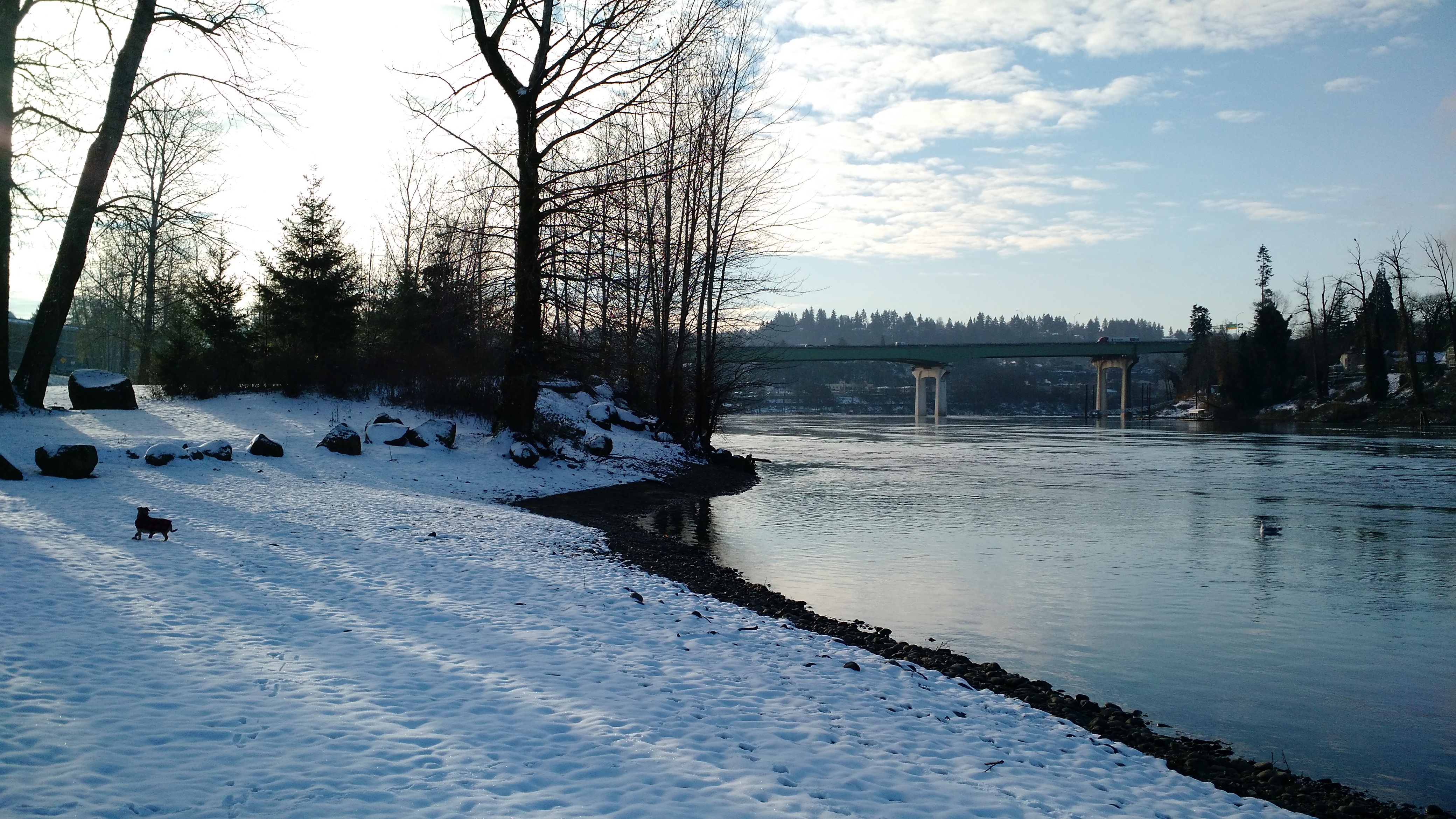 River Snow Landscape free image download