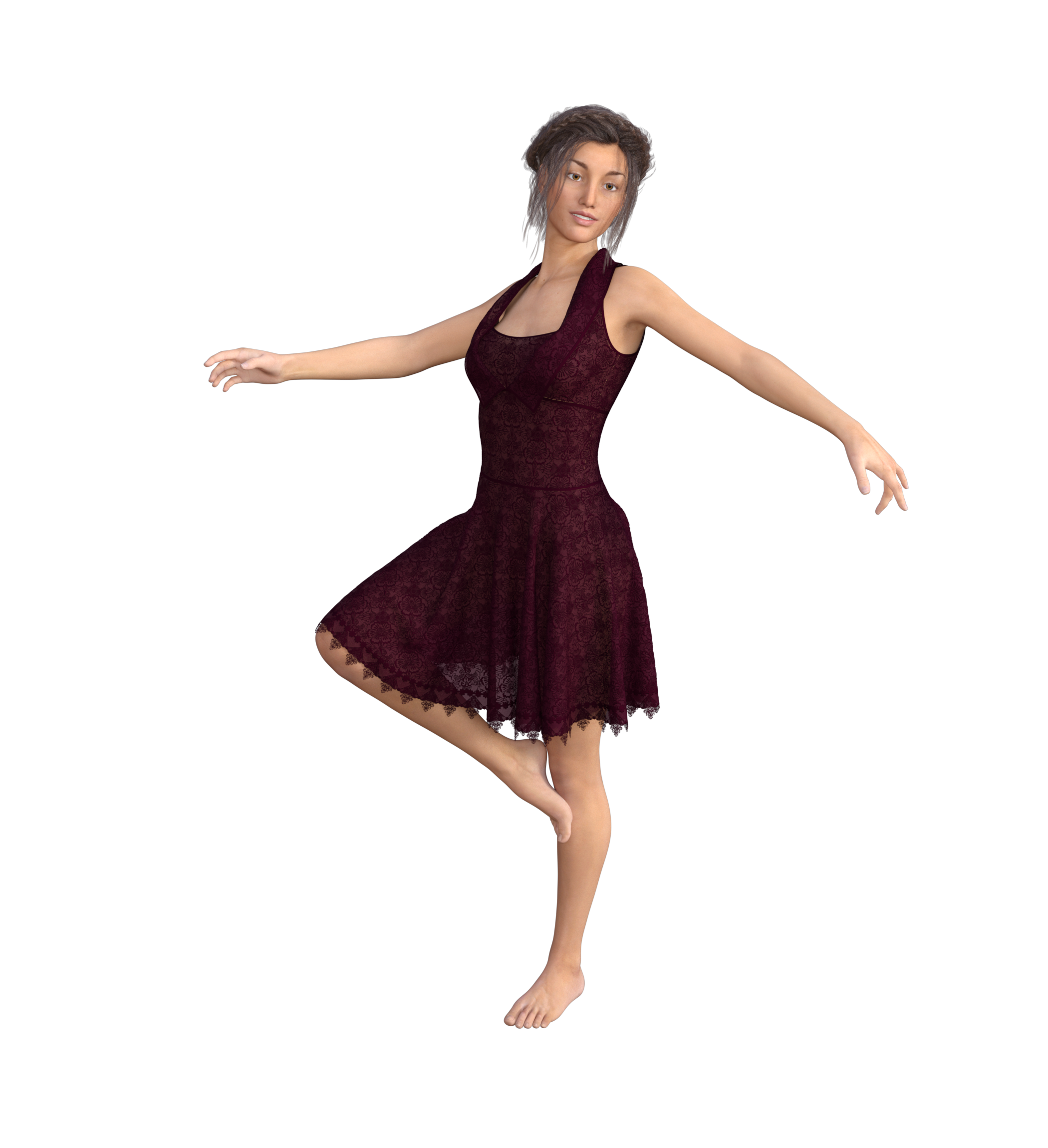 Beautiful young woman in dress render free image download