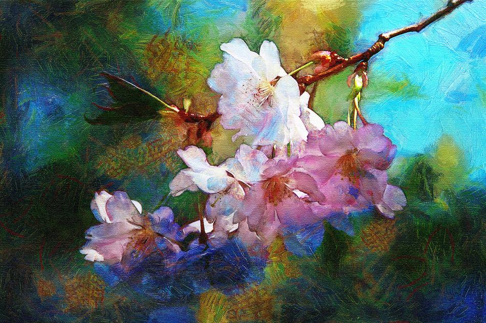 Painting oil digital flowers free image download