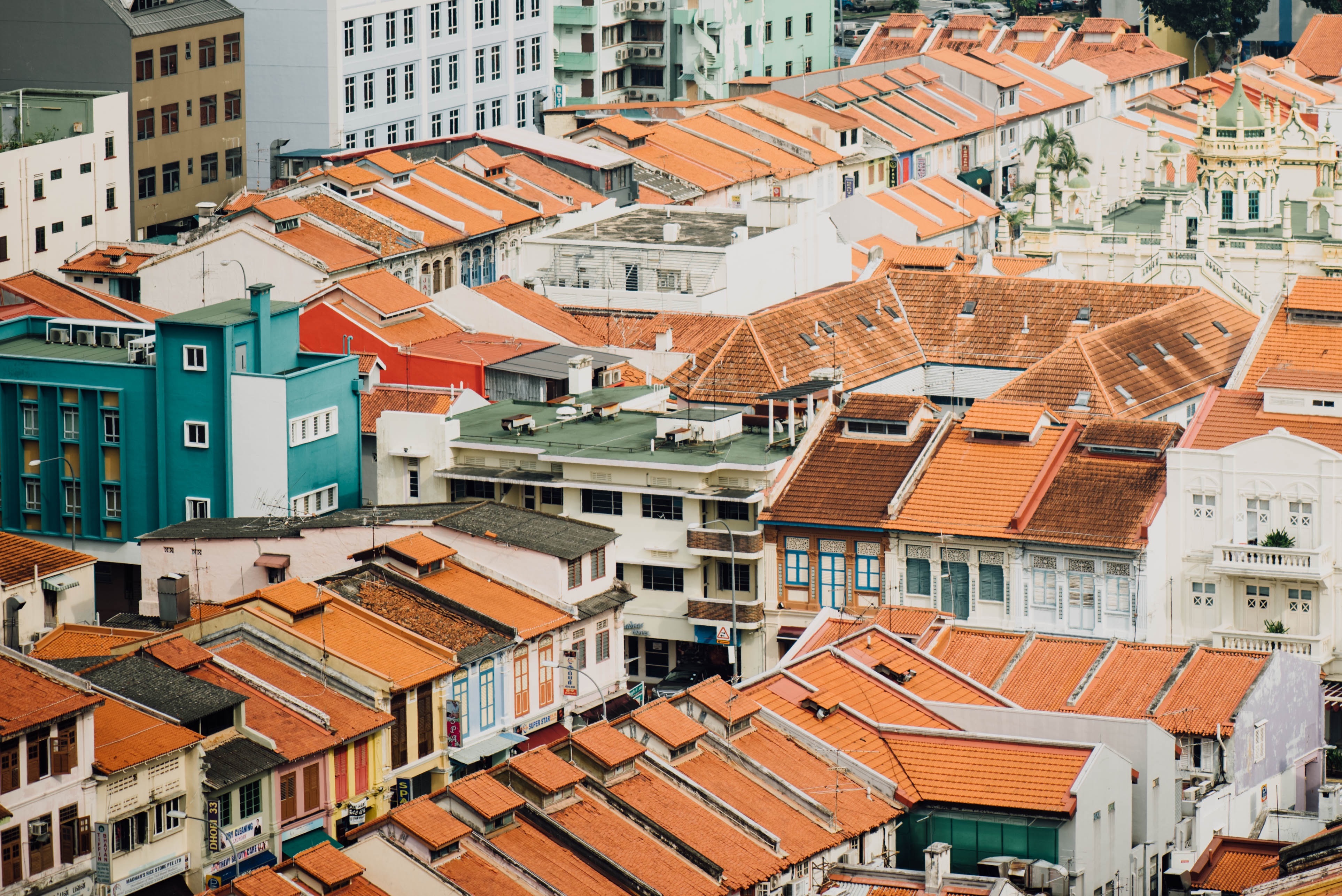 Panorama of orange roofs in european city free image download