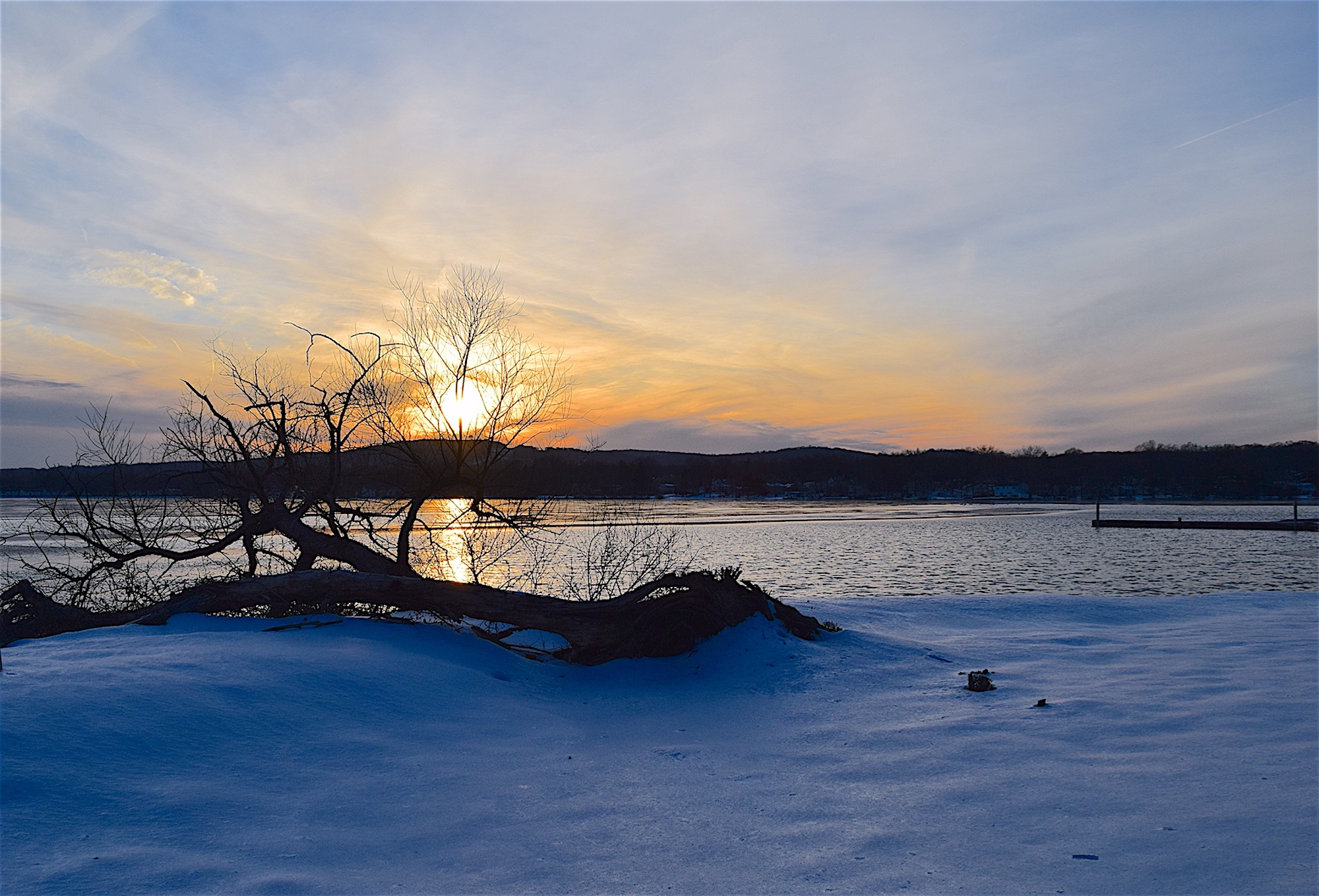 Sunset Snow Lake free image download