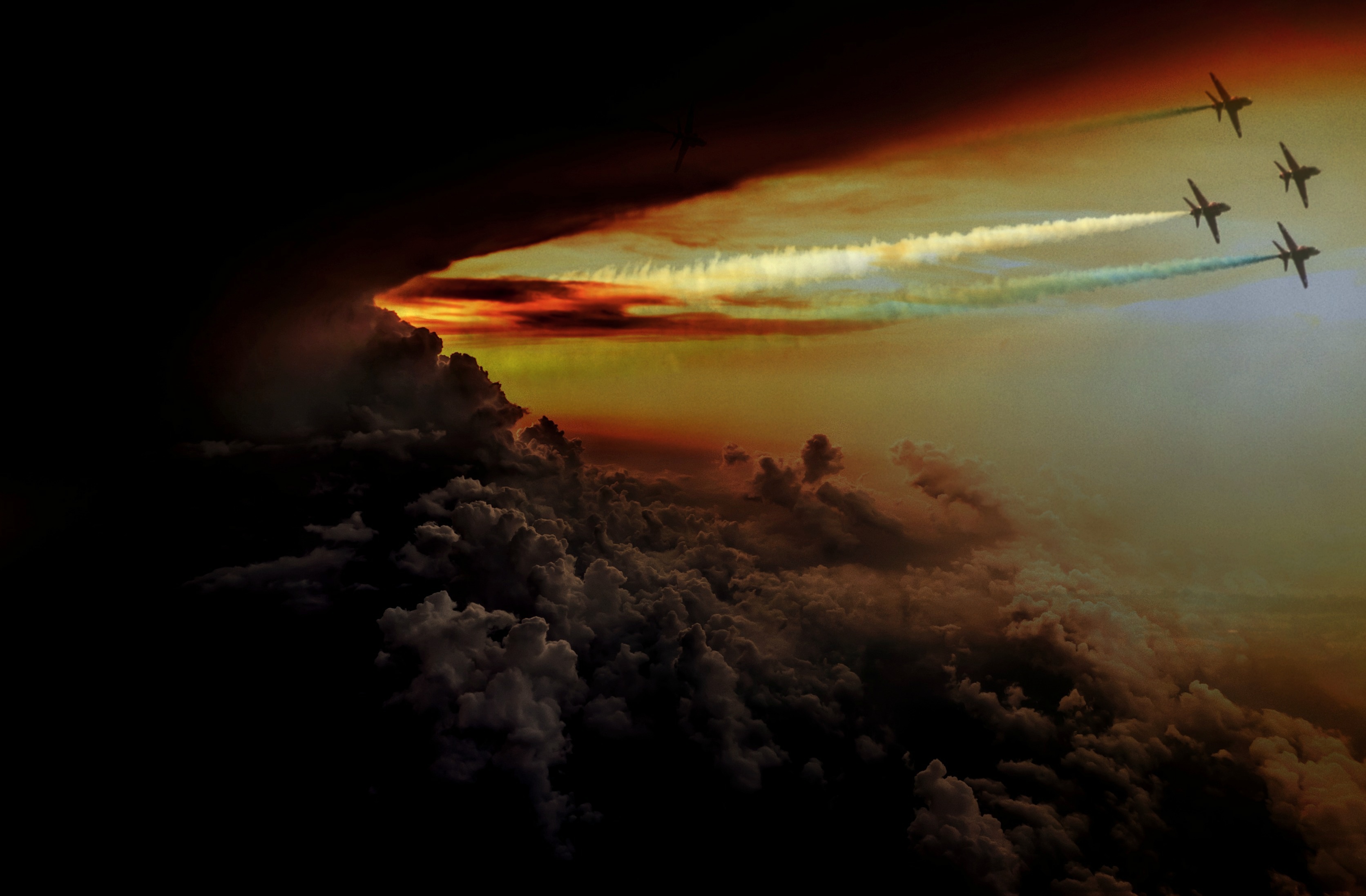 Aircraft Jet Flying Formation at sky free image download