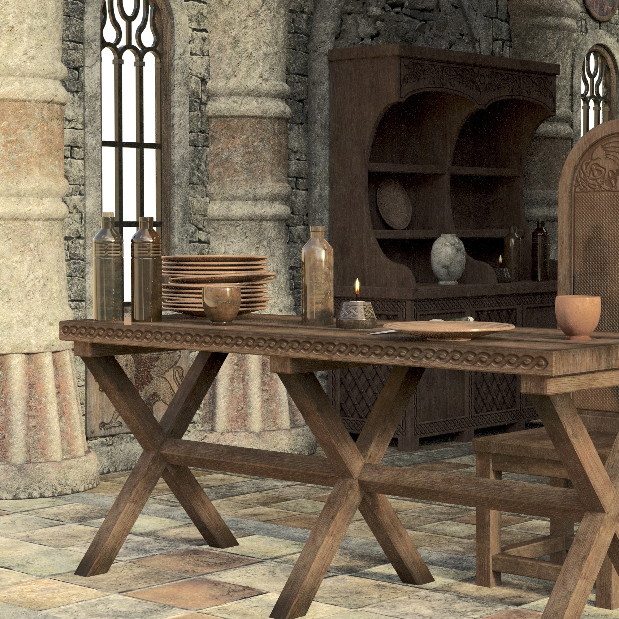 Middle ages castle hall free image download