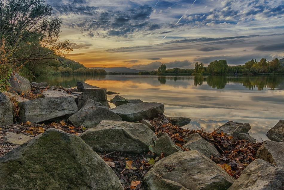 Lake Water Sunset Stone free image download