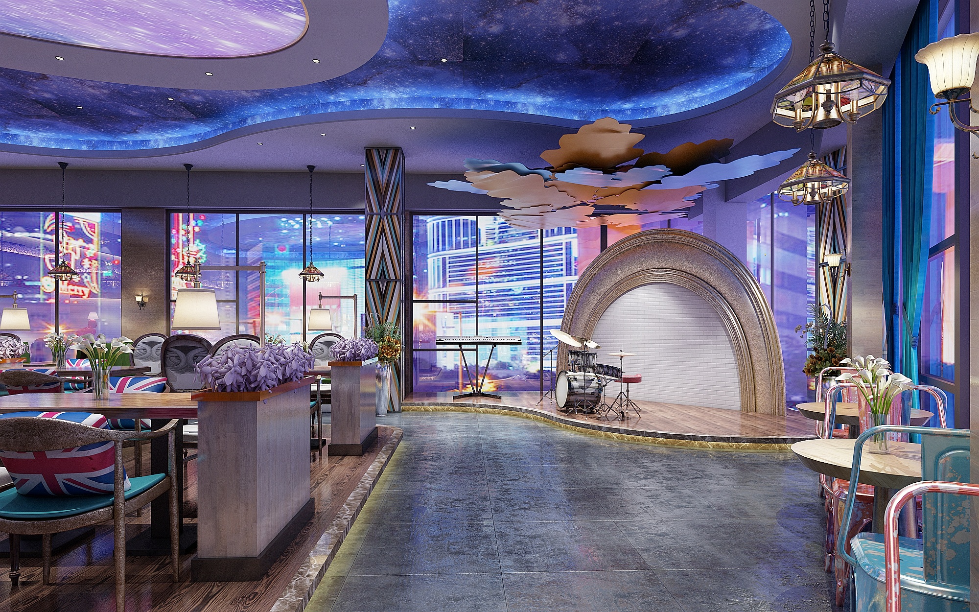 Expensive colorful interior of the restaurant free image download